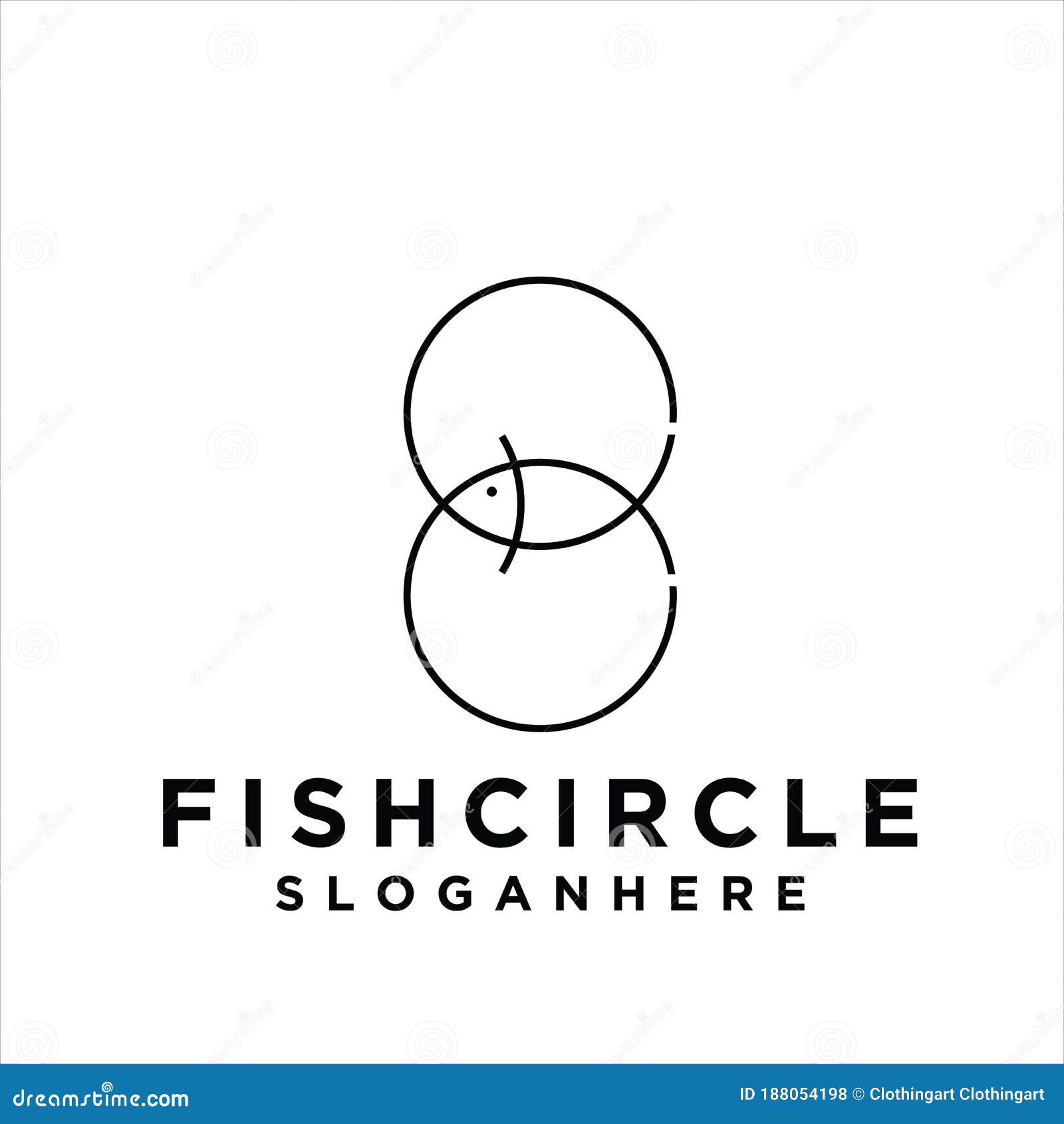 Circle Fish Logo Line Symbol Minimalist Sign Vector Icon Stock Vector ...