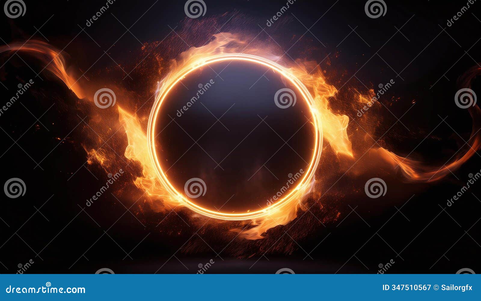 Circle Flame Frame in the Dark Stock Illustration - Illustration of ...