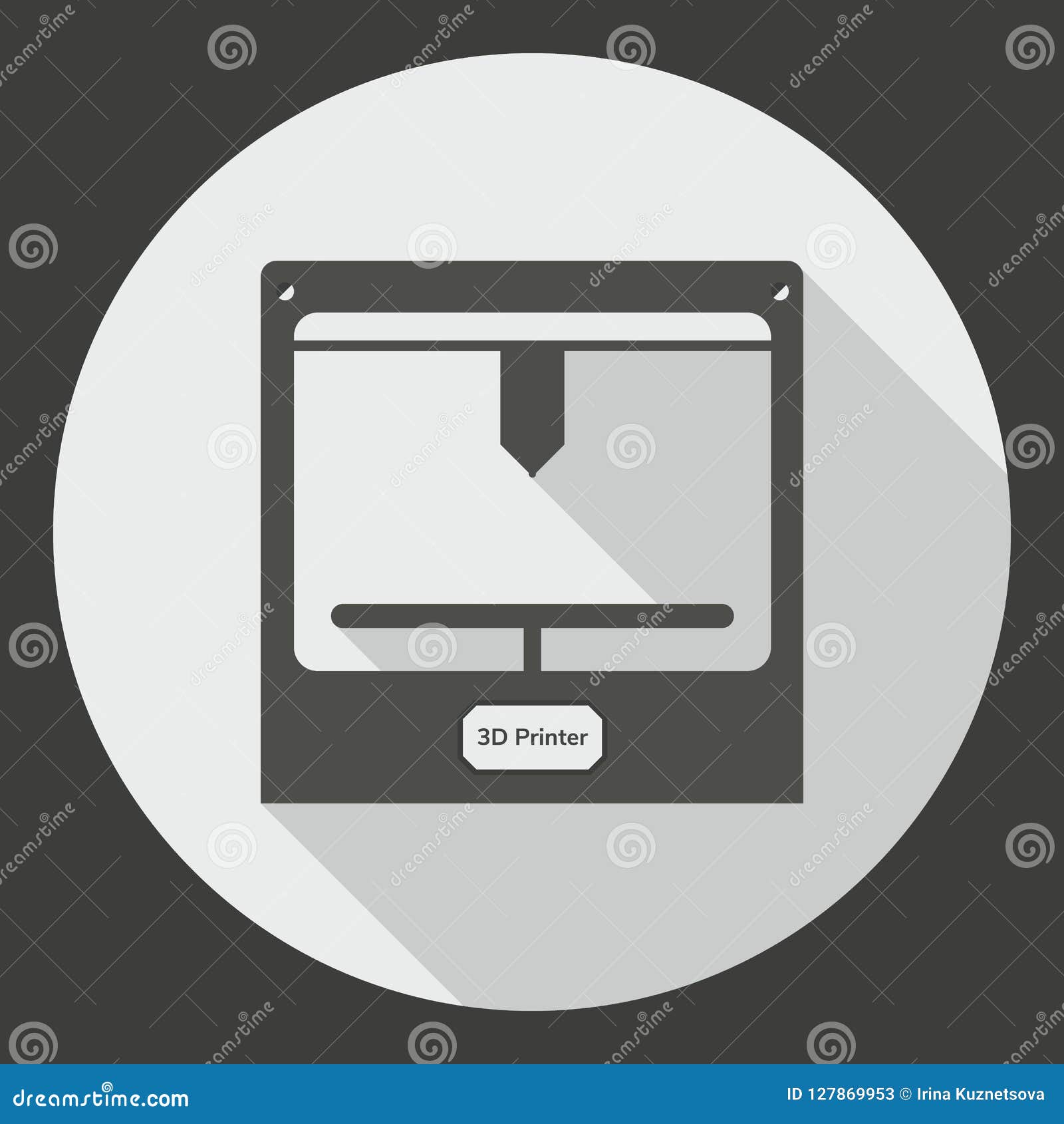 Flat icon 3D printer grey stock illustration. Illustration of isolated ...