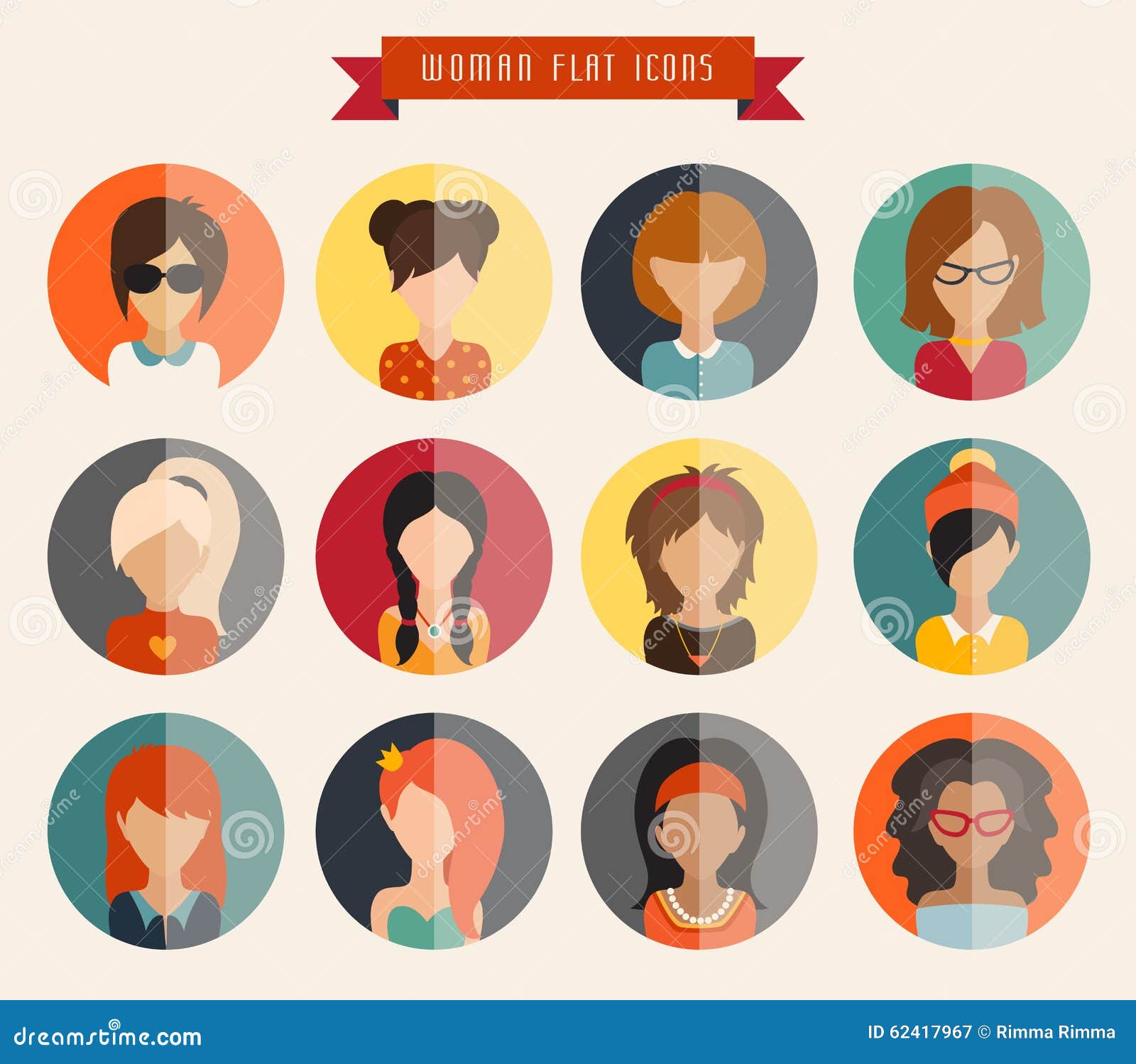 Circle of Flat Icons. Woman, Vector Illustration Stock Vector ...
