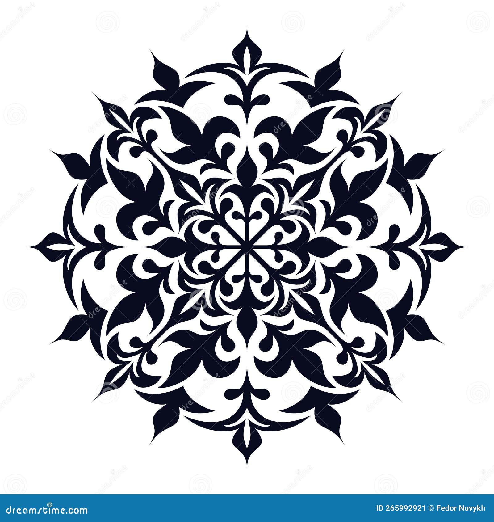 Circle Floral Alpona Template Stock Vector - Illustration of style ...