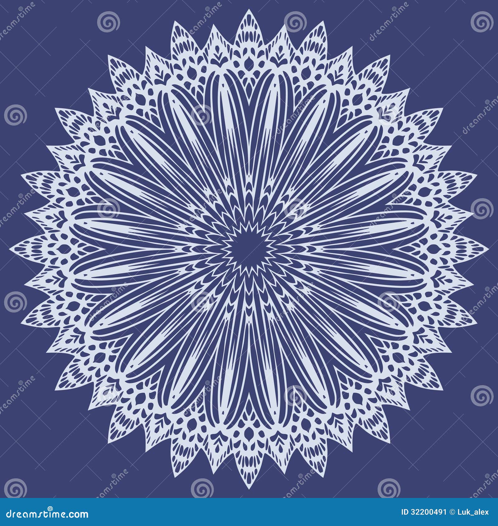 Circle floral ornament. stock vector. Illustration of ornate - 32200491