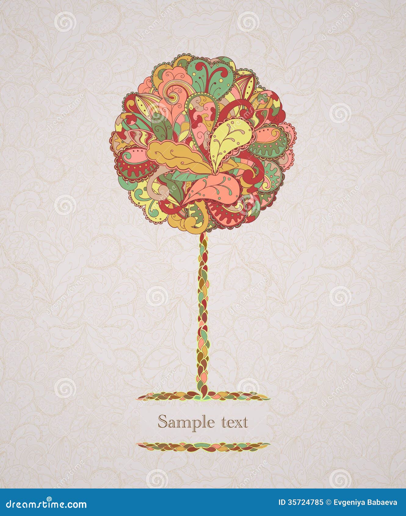 Circle floral tree. stock vector. Illustration of gift - 35724785