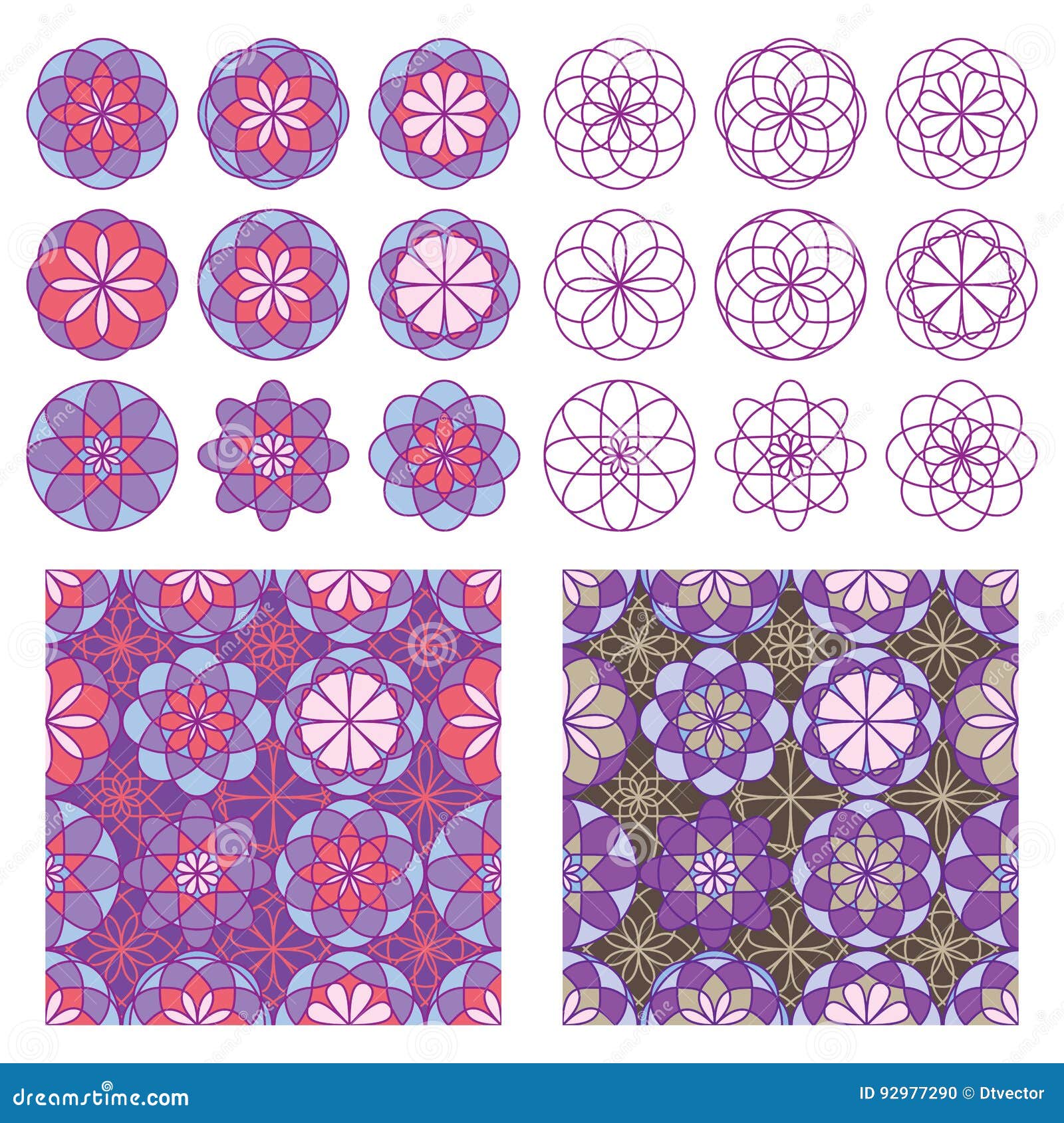 Circle Flower Inside Seamless Pattern Stock Vector - Illustration of ...