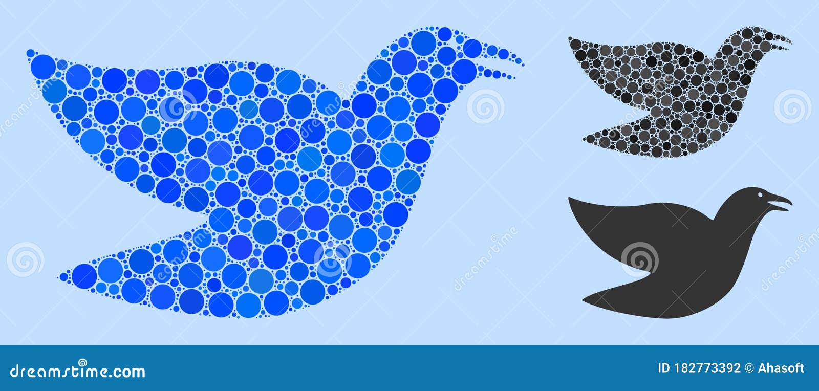 Circle Flying Bird Icon Collage Stock Illustration - Illustration of ...