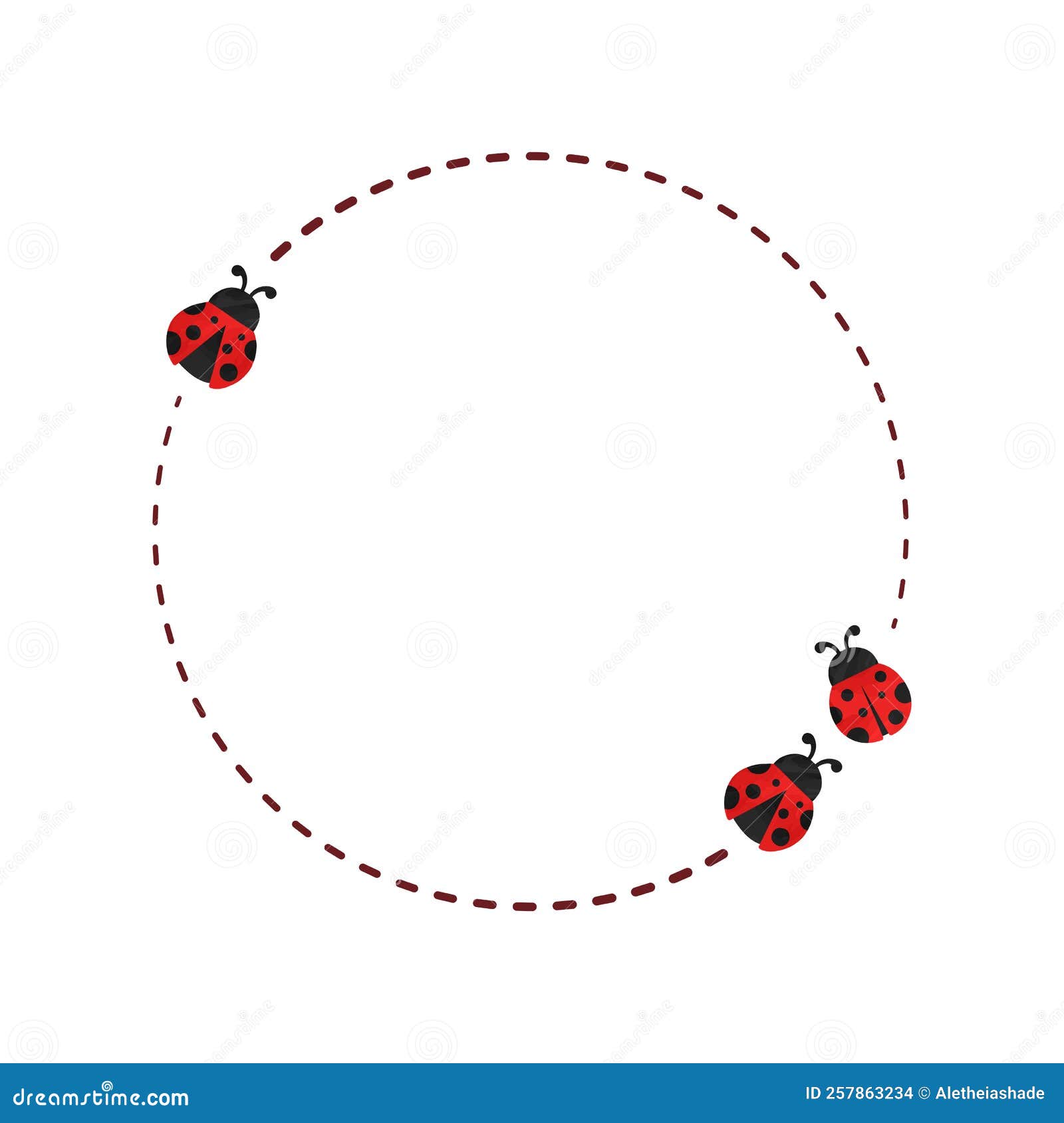 Ladybug Clipart Set With Green Leaves And Outline Bug. Vector ...