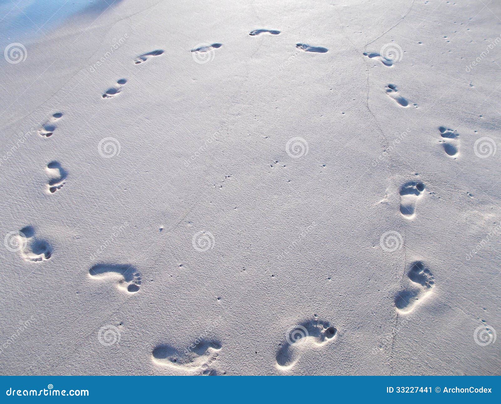 Circle of Footprints in Beach Sand Stock Image - Image of circle ...