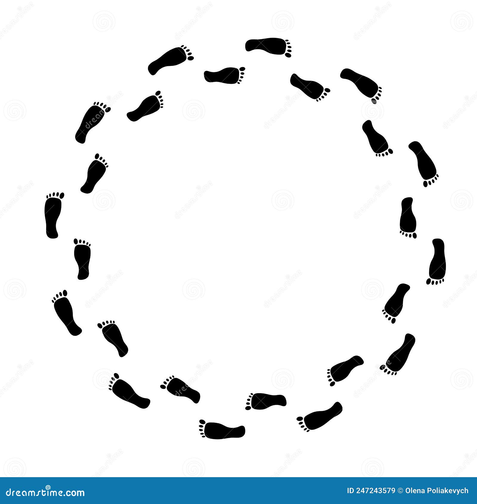 Circle of Footprints. Design Element. Vector Illustration. Stock Image ...