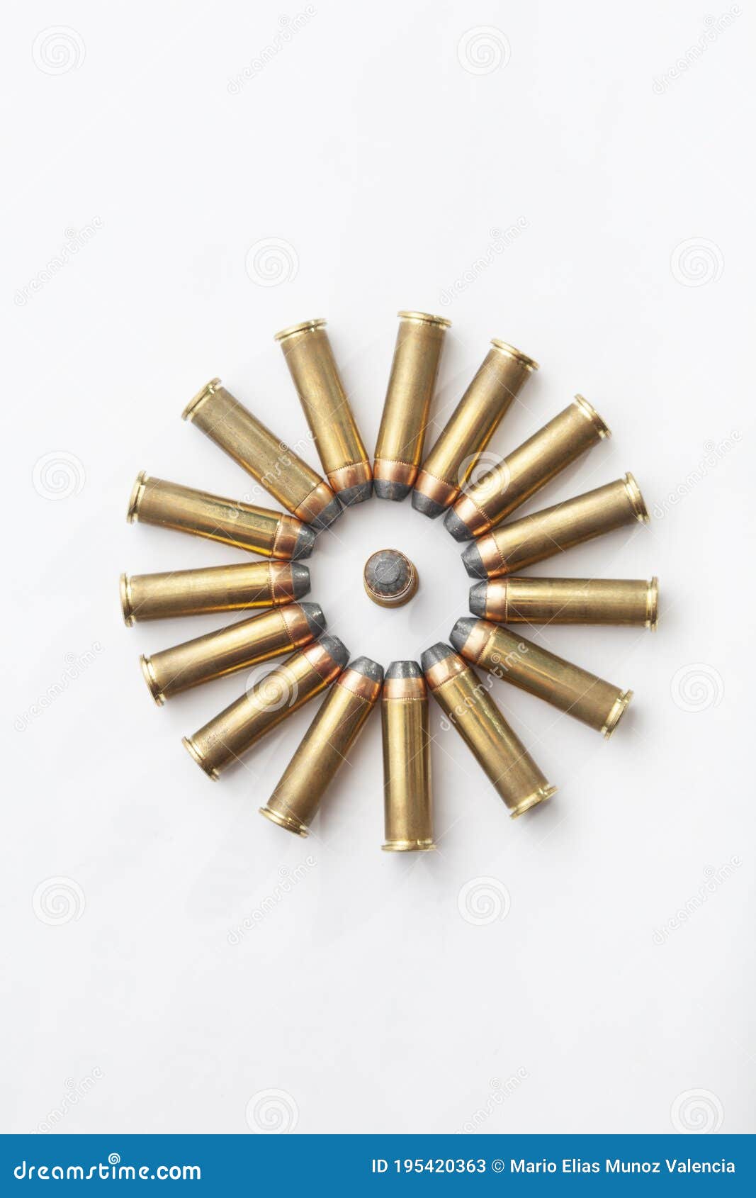 A Circle Formed by Several Brass Bullets, Ammunition for a Revolver ...