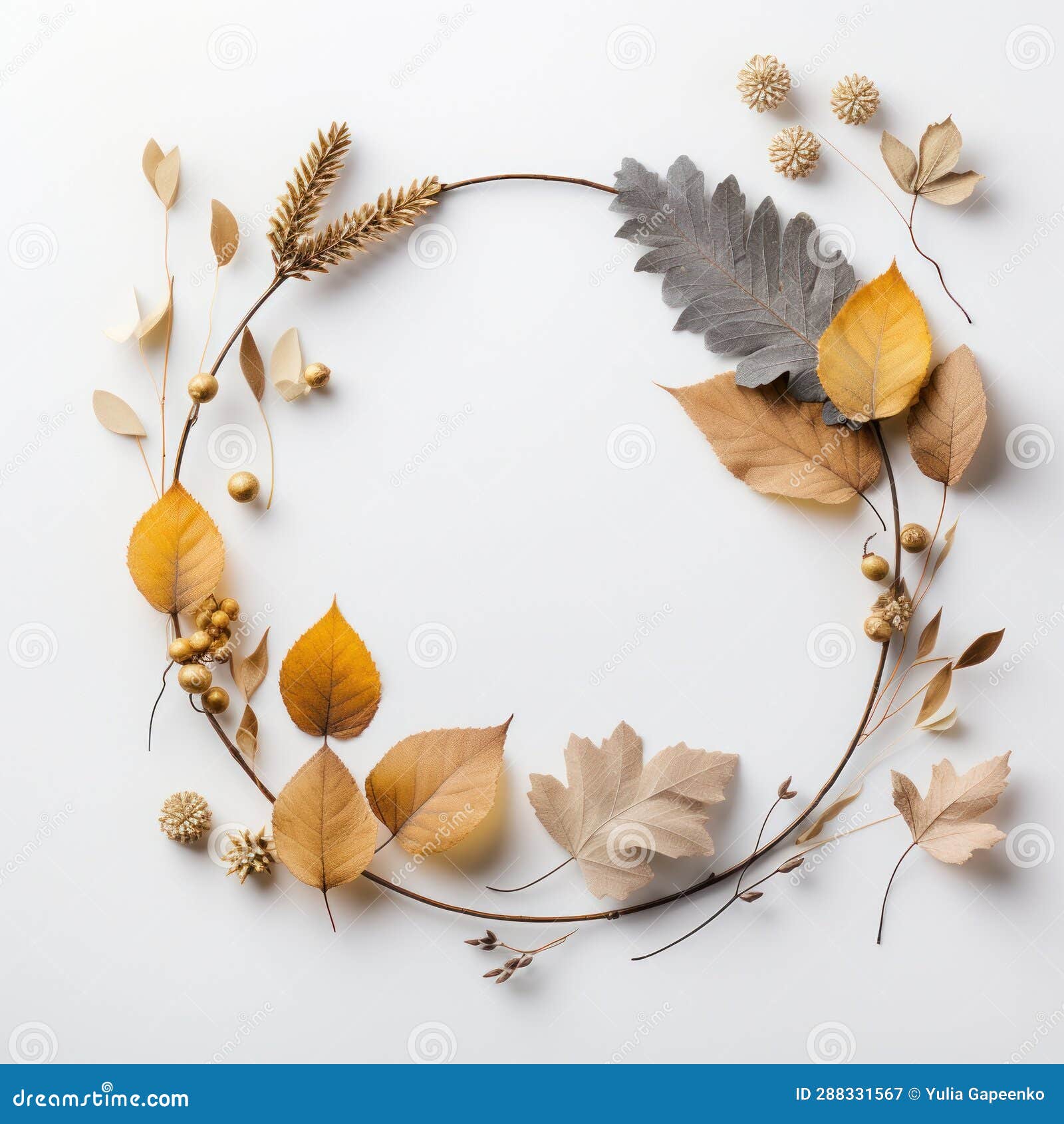 Circle Frame from Autumn Leaves Stock Illustration - Illustration of ...