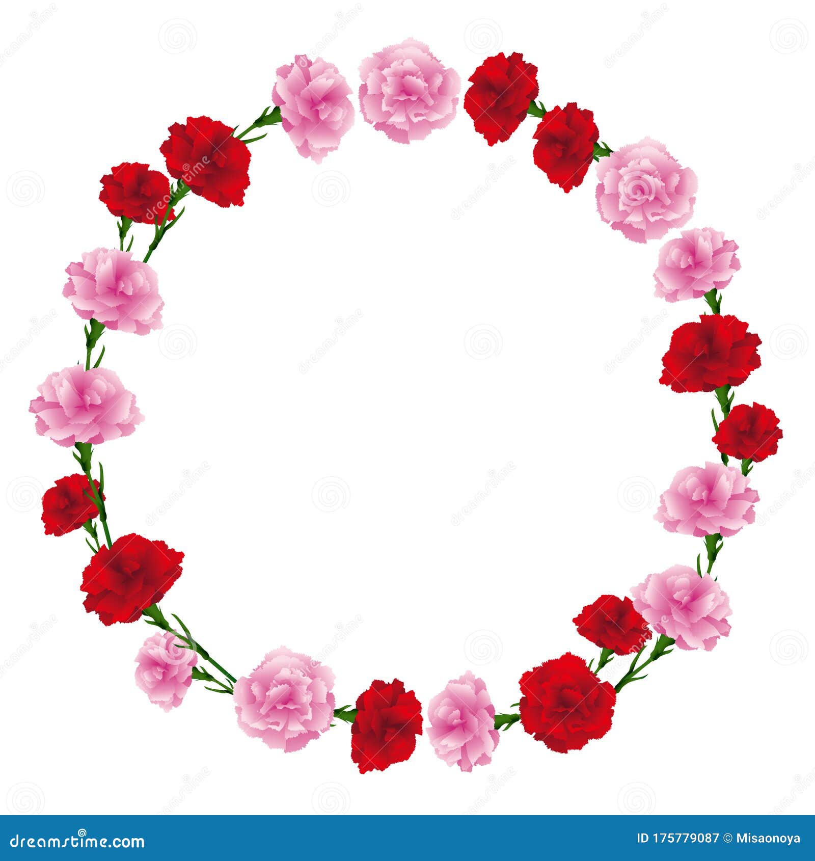 Circle Frame of Carnations Illustration Stock Vector - Illustration of ...