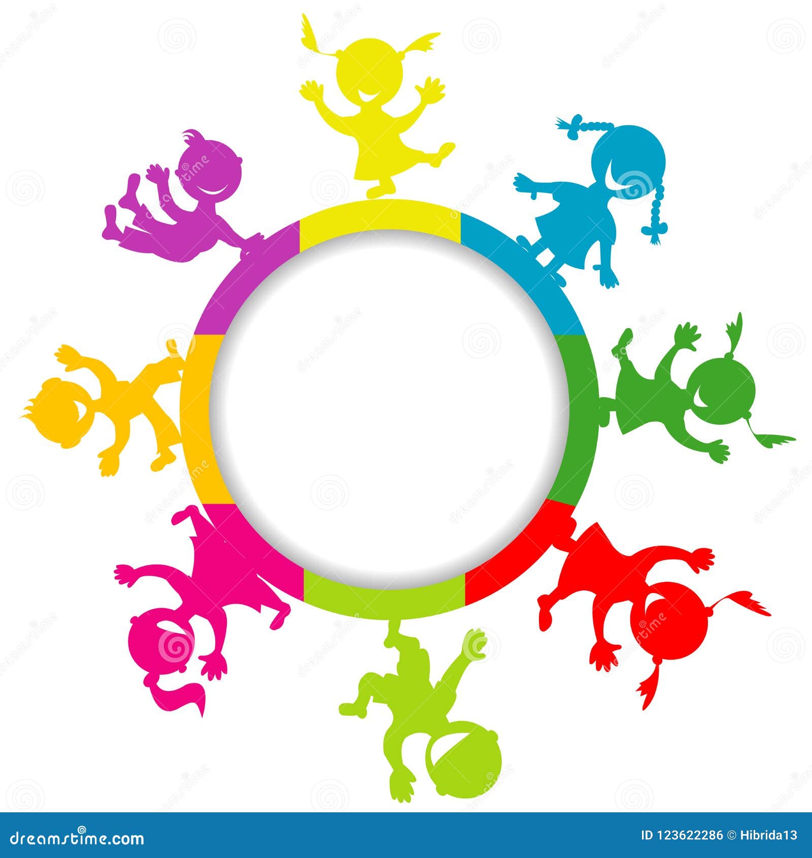 Circle Frame with Children and Place for Your Text Stock Vector ...