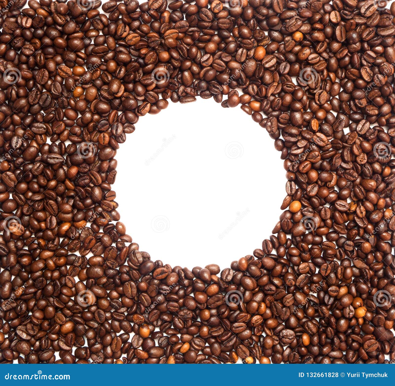 Circle Frame of Coffee Beans on White Background. Coffee Beans ...