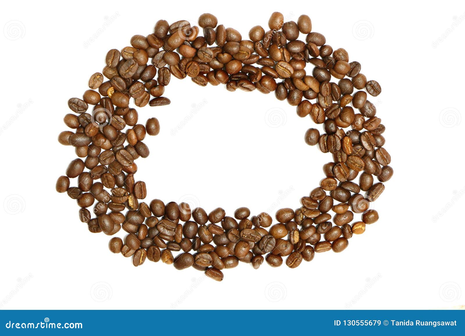 Circle Frame of Coffee Beans on White Background Stock Image - Image of ...