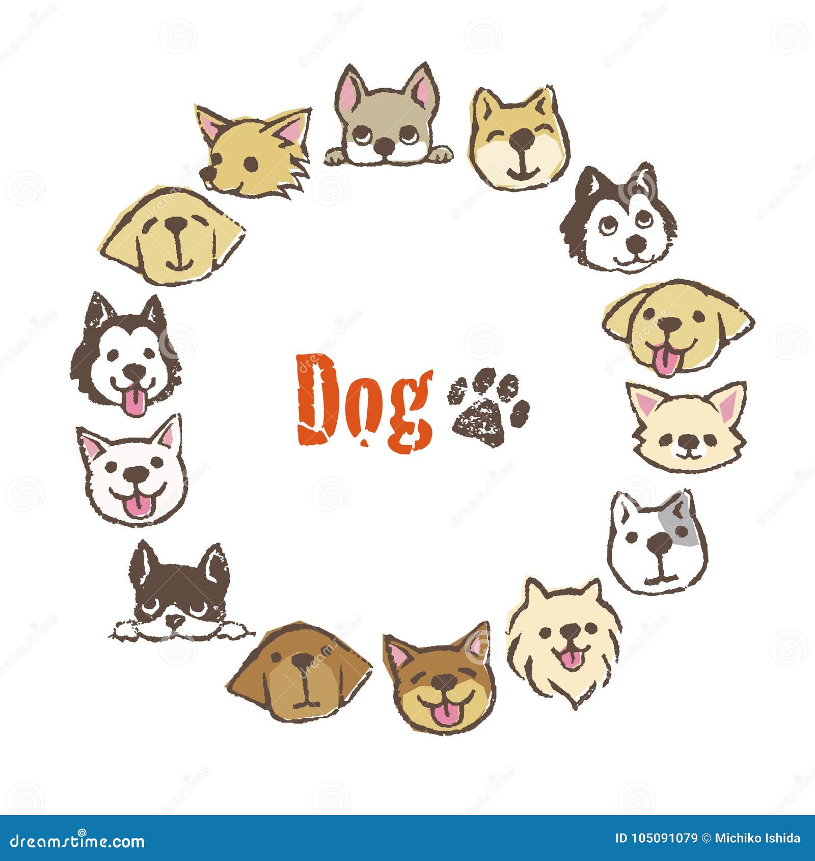 Circle Frame with Cute Dogs, Frame Design Stock Vector - Illustration ...