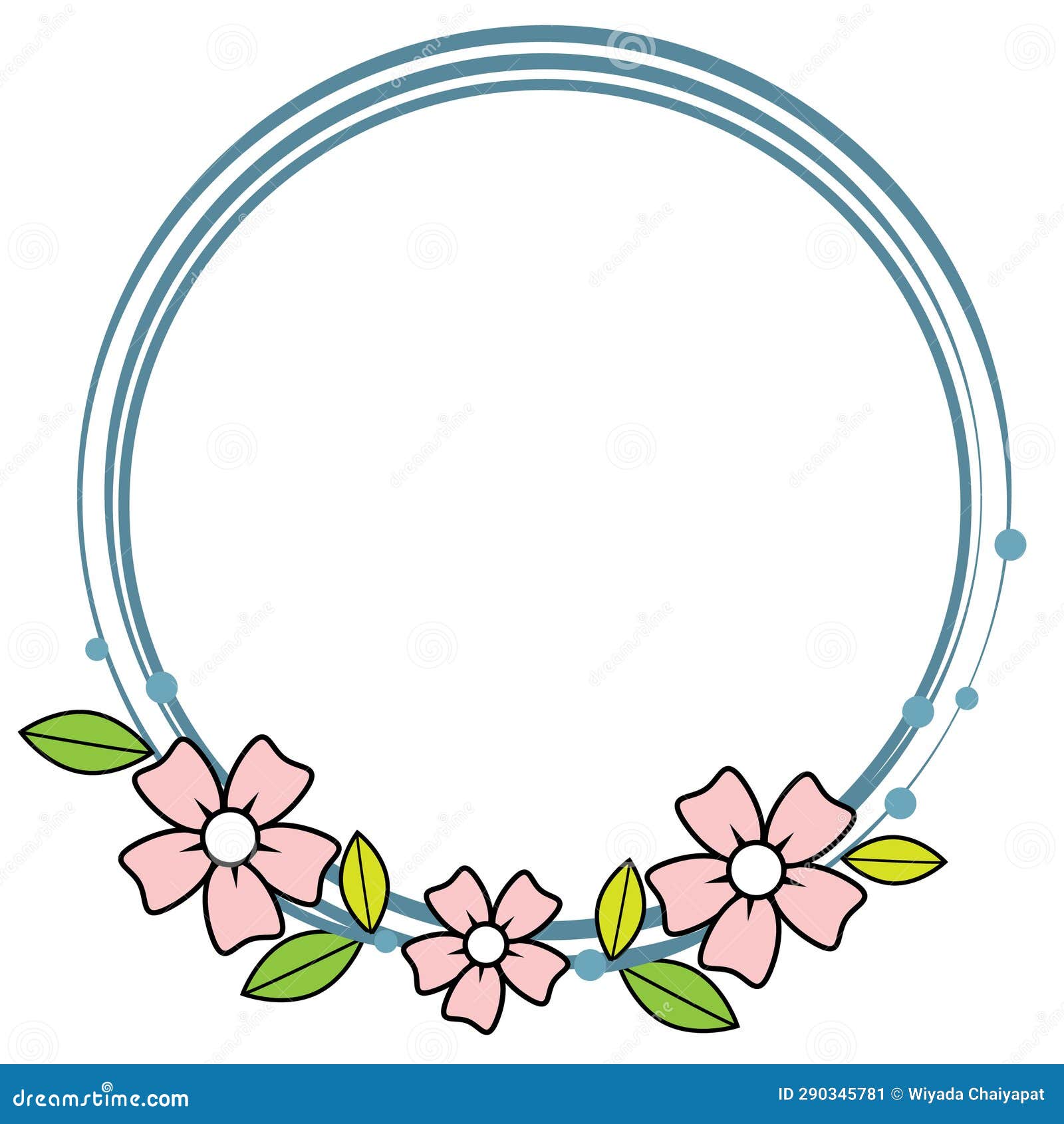 Circle Frame with Cute Flowers Decorated Stock Illustration ...