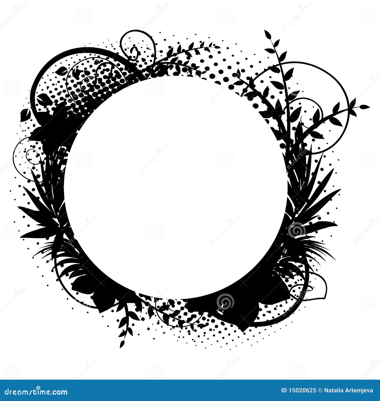 Circle Frame with Floral Decorations 2 Stock Vector - Illustration of ...