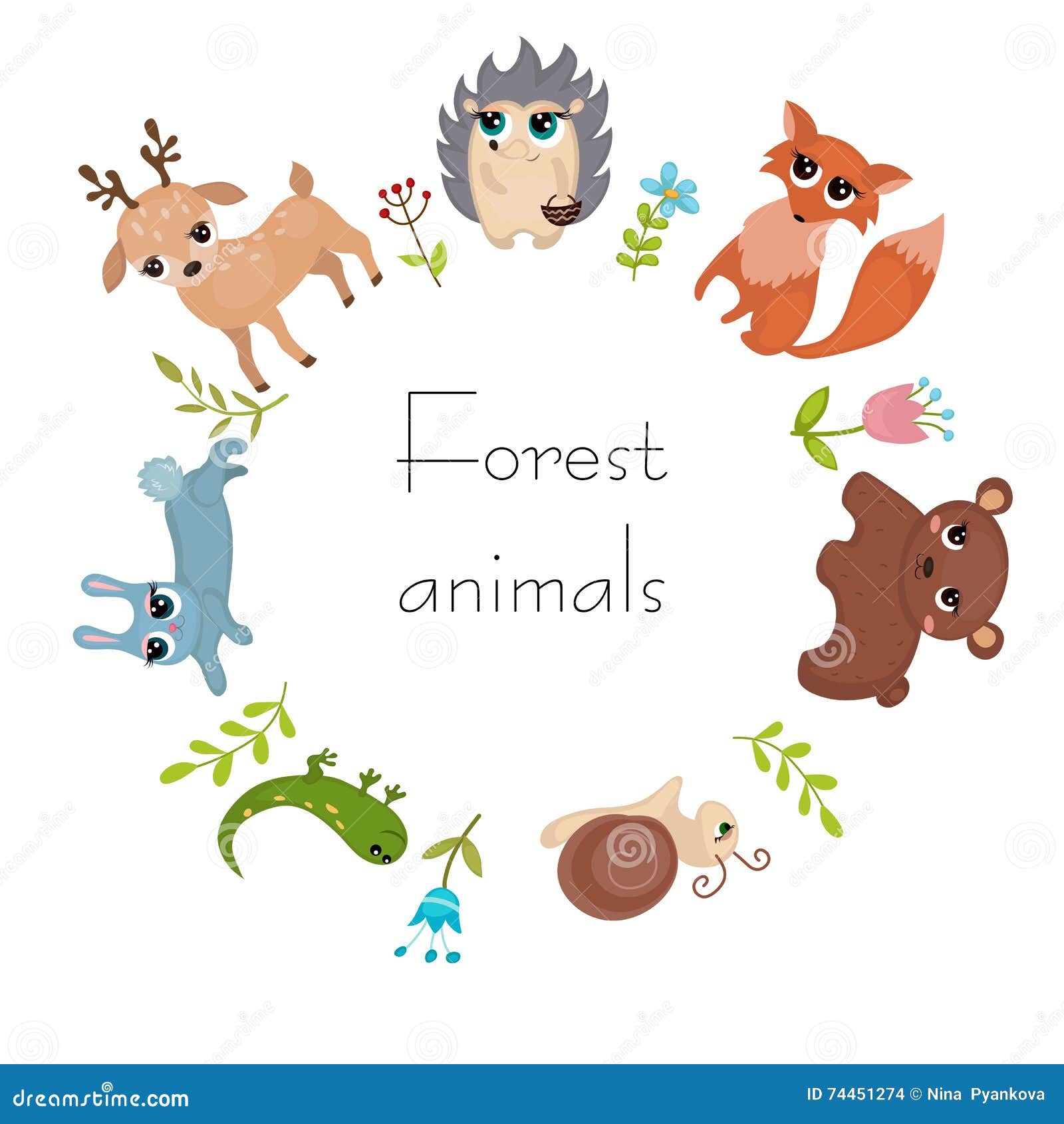 Circle Frame with Forest Animals Stock Vector - Illustration of ...