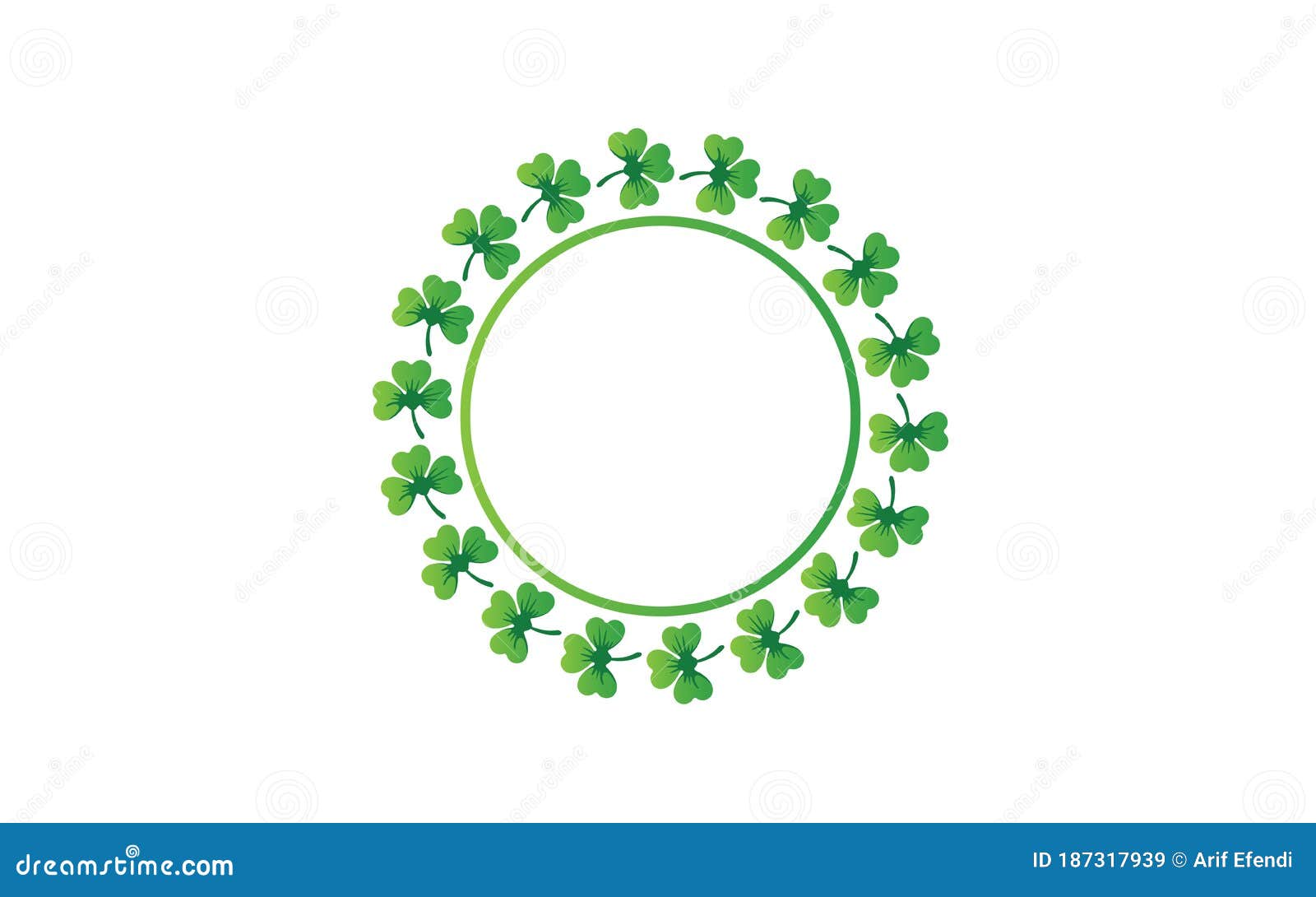 Circle Frame of Green Clover Leaf Stock Vector - Illustration of vector ...