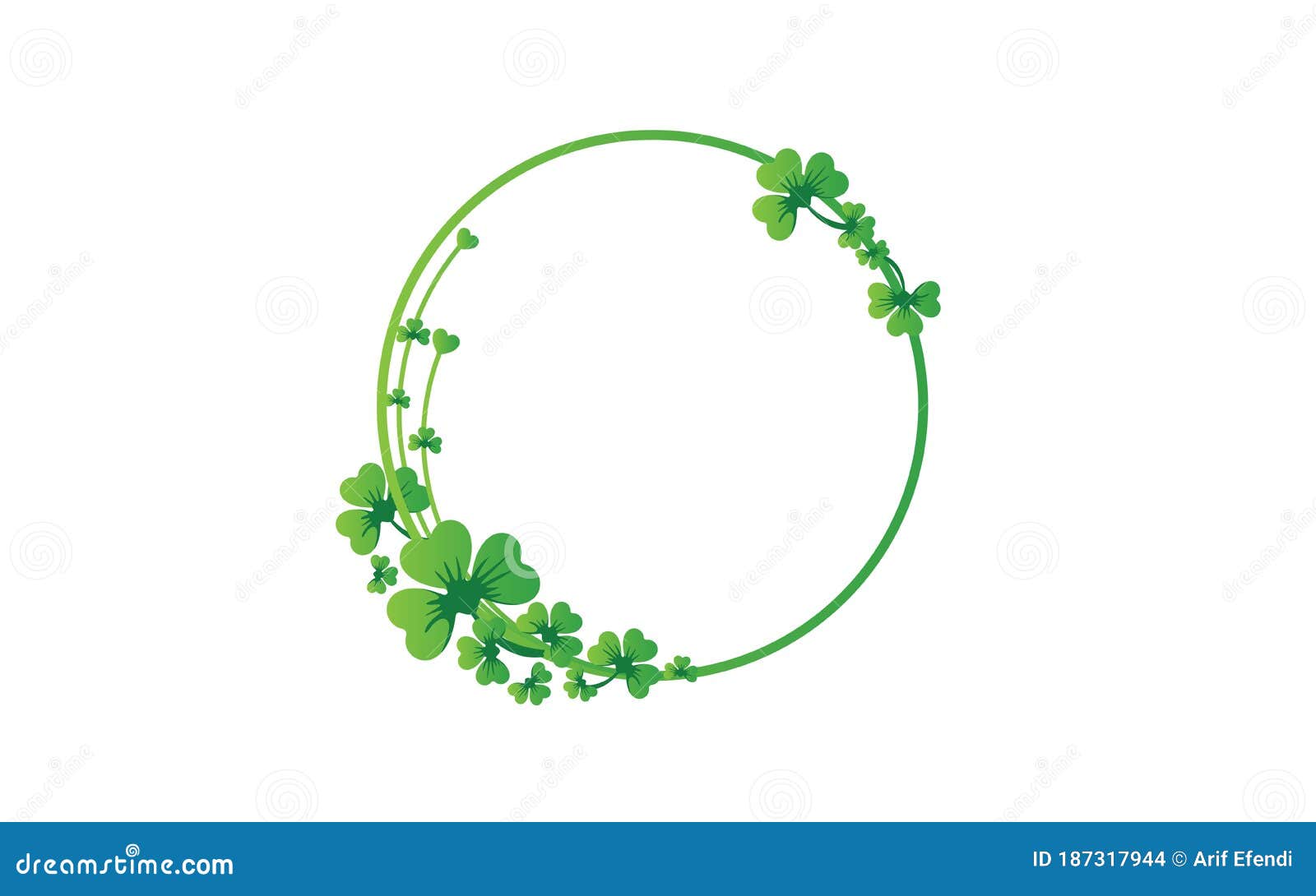 Circle Frame of Green Clover Leaf Stock Vector - Illustration of ...