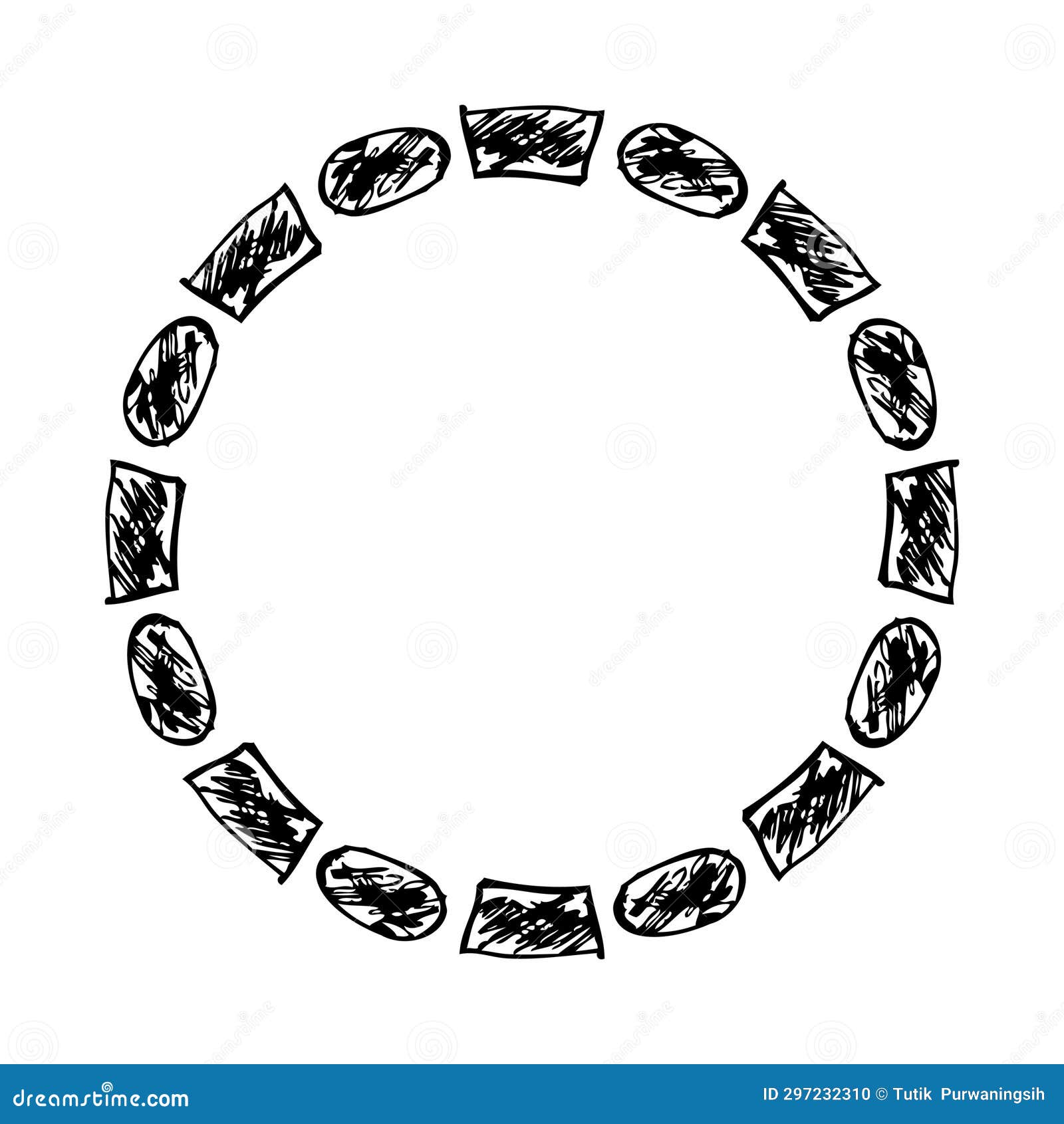 Circle Frame, Hand Draw Sketch Doodle at White Stock Vector ...