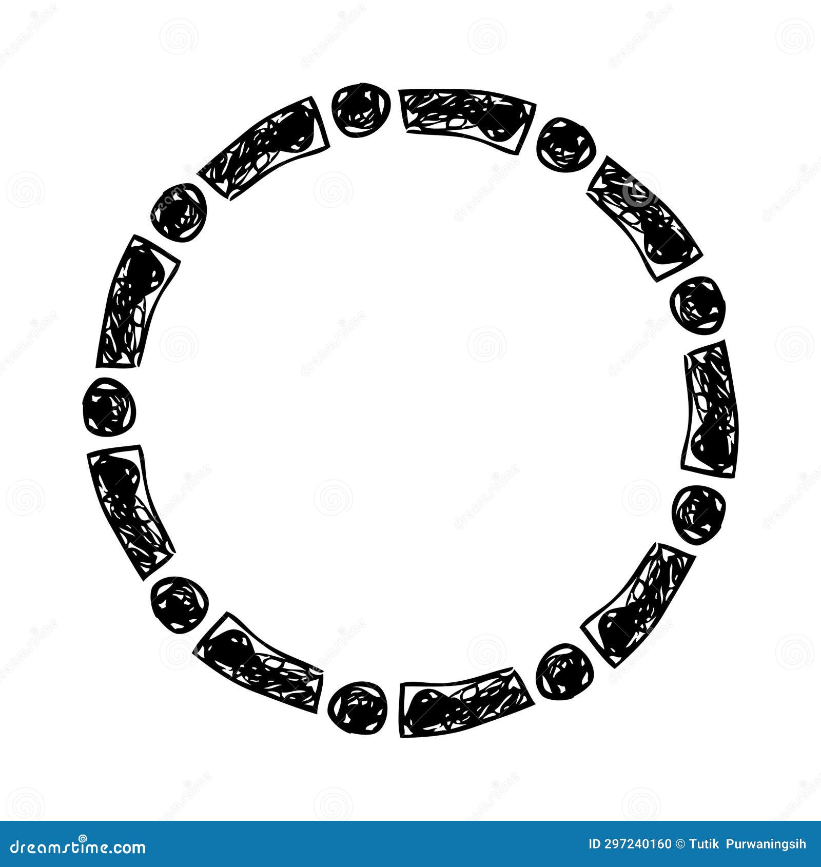 Circle Frame, Hand Draw Sketch Doodle at White Stock Illustration ...