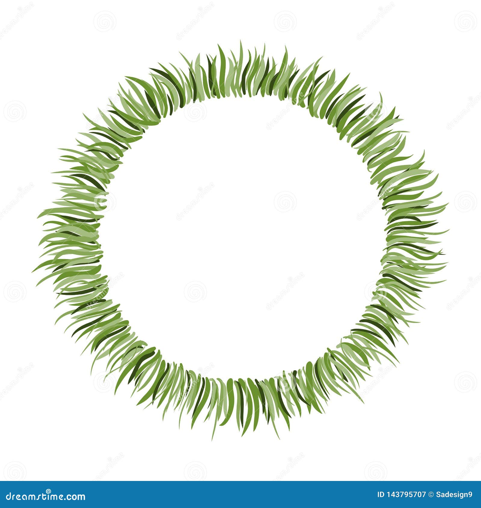 Circle Frame with Hand Drawn Green Grass. Stock Vector - Illustration ...