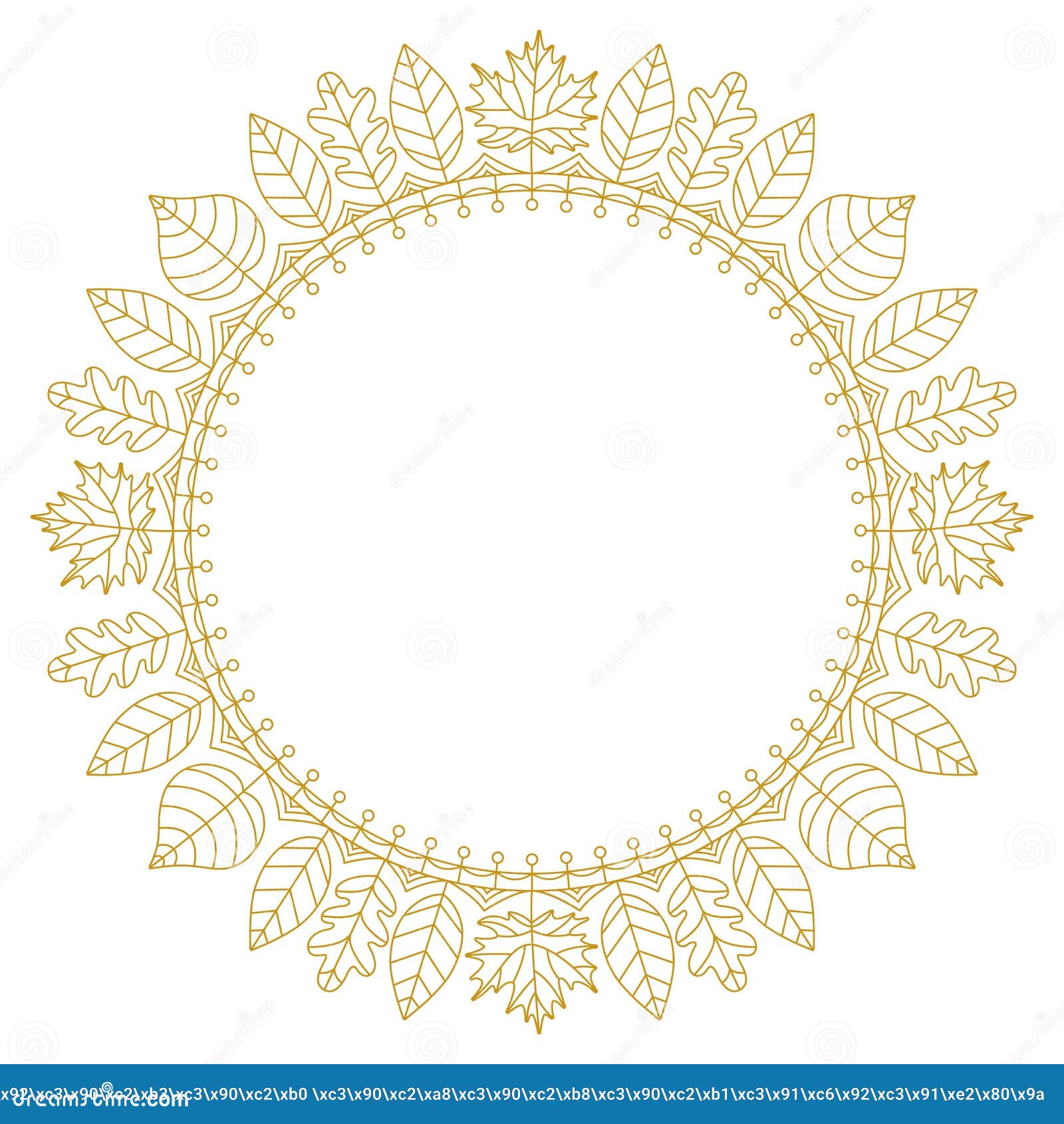 Circle Frame with Leaves. Simple Lines Stock Vector - Illustration of ...