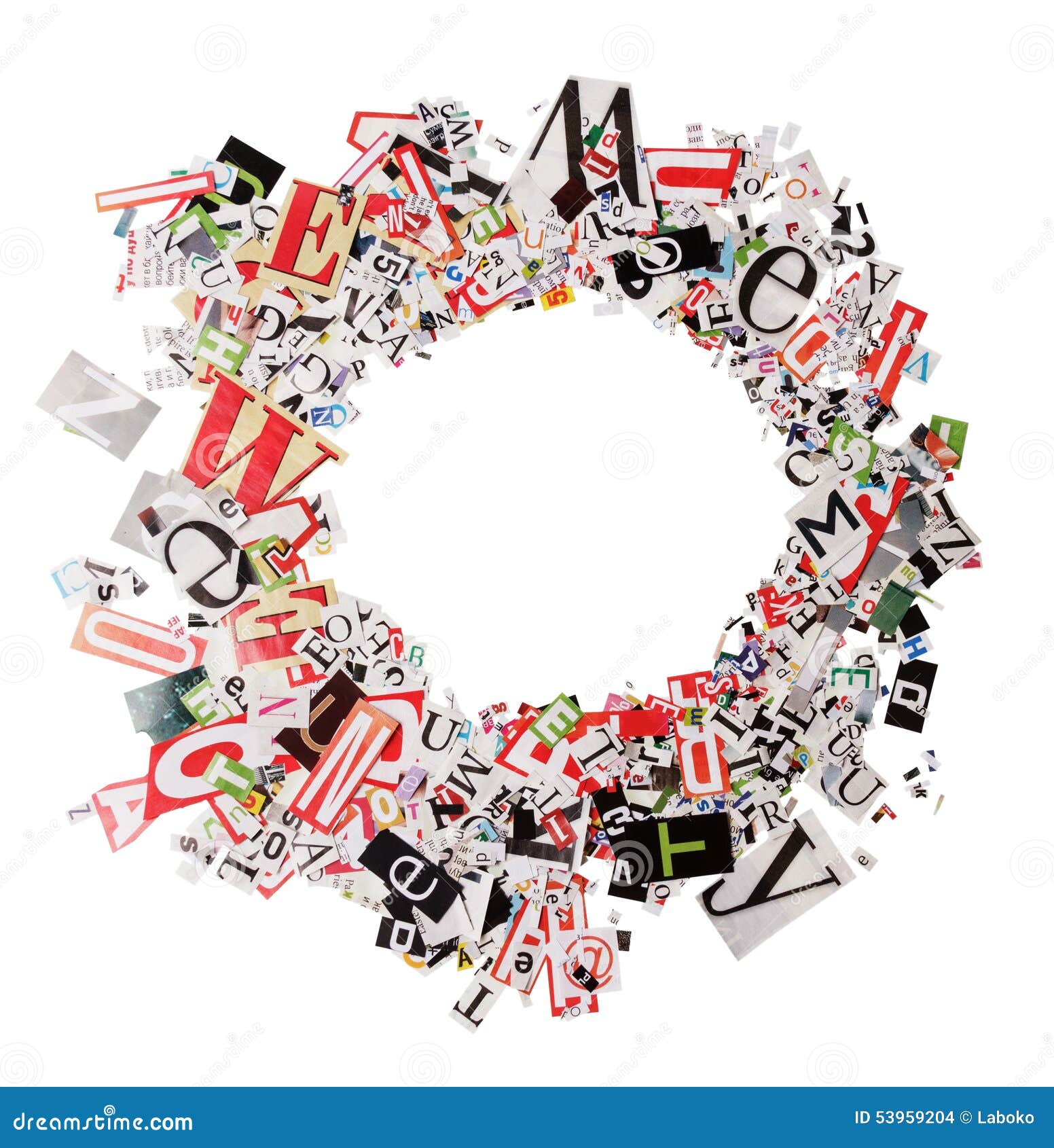 Circle Frame with Letters from Newspapers Stock Photo - Image of ...