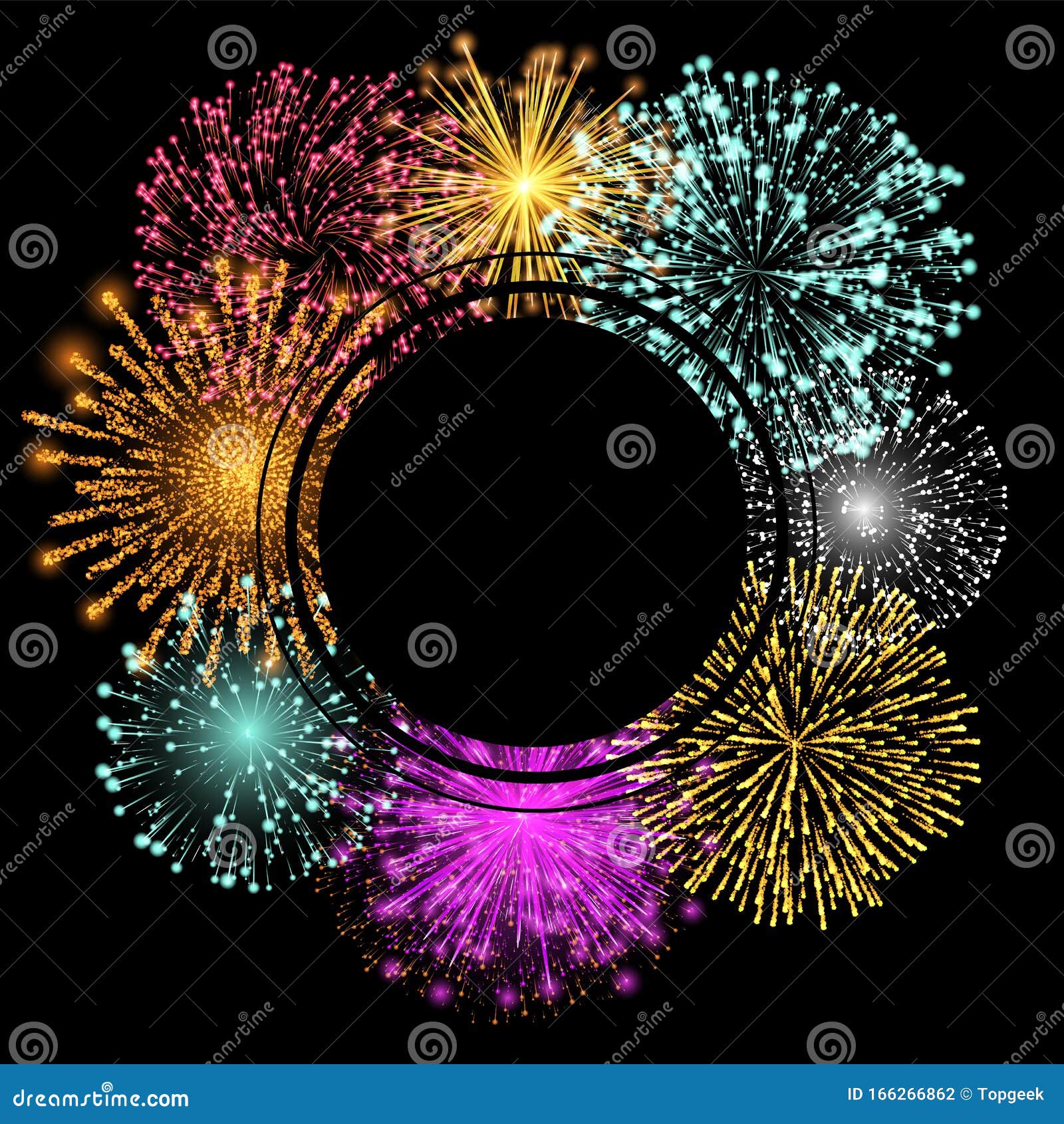 Circle Frame Made of Fireworks Empty Banner Vector Stock Vector ...