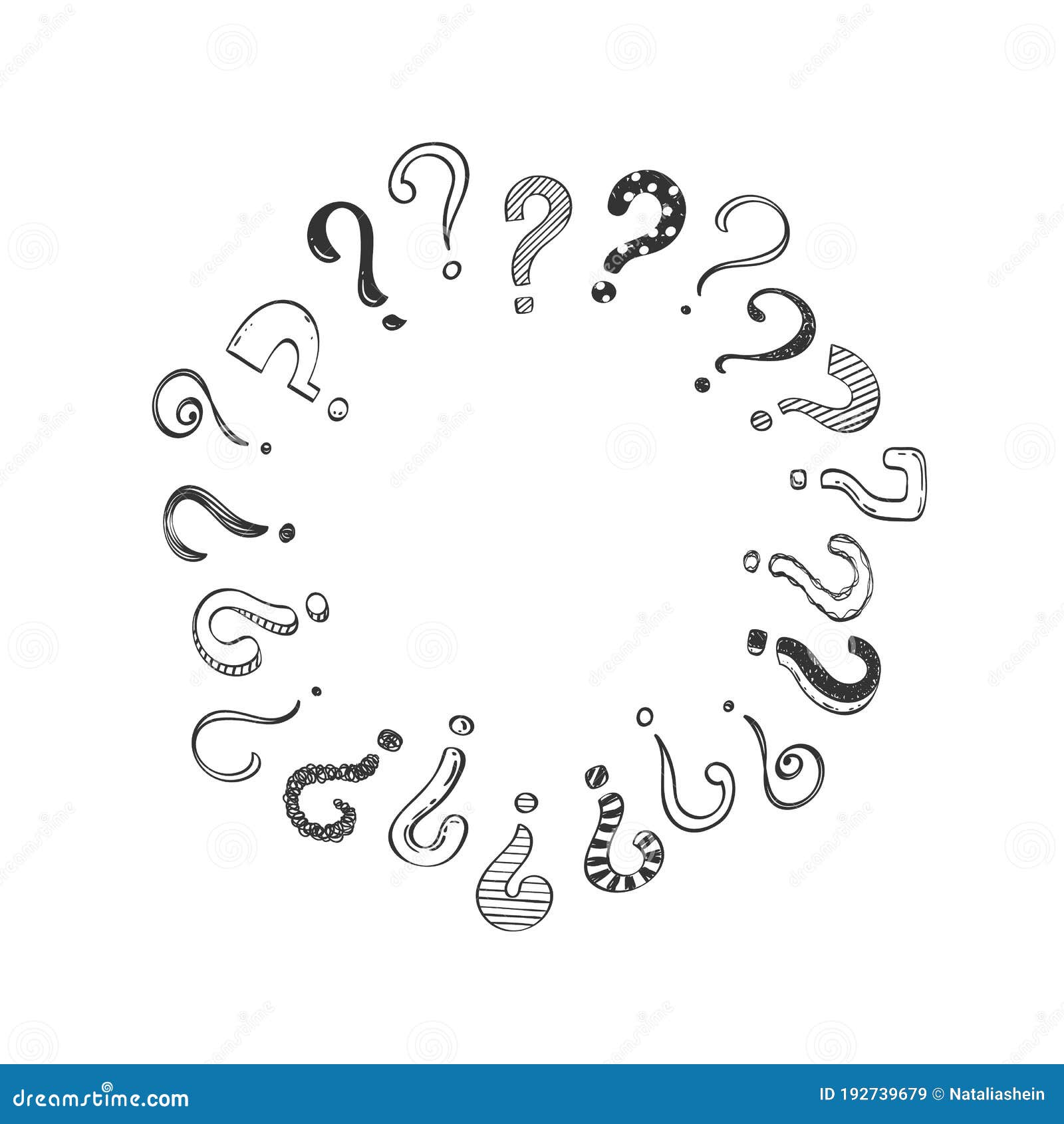 Circle Frame Made of of Hand Drawn Question Marks, Doodle Questions ...