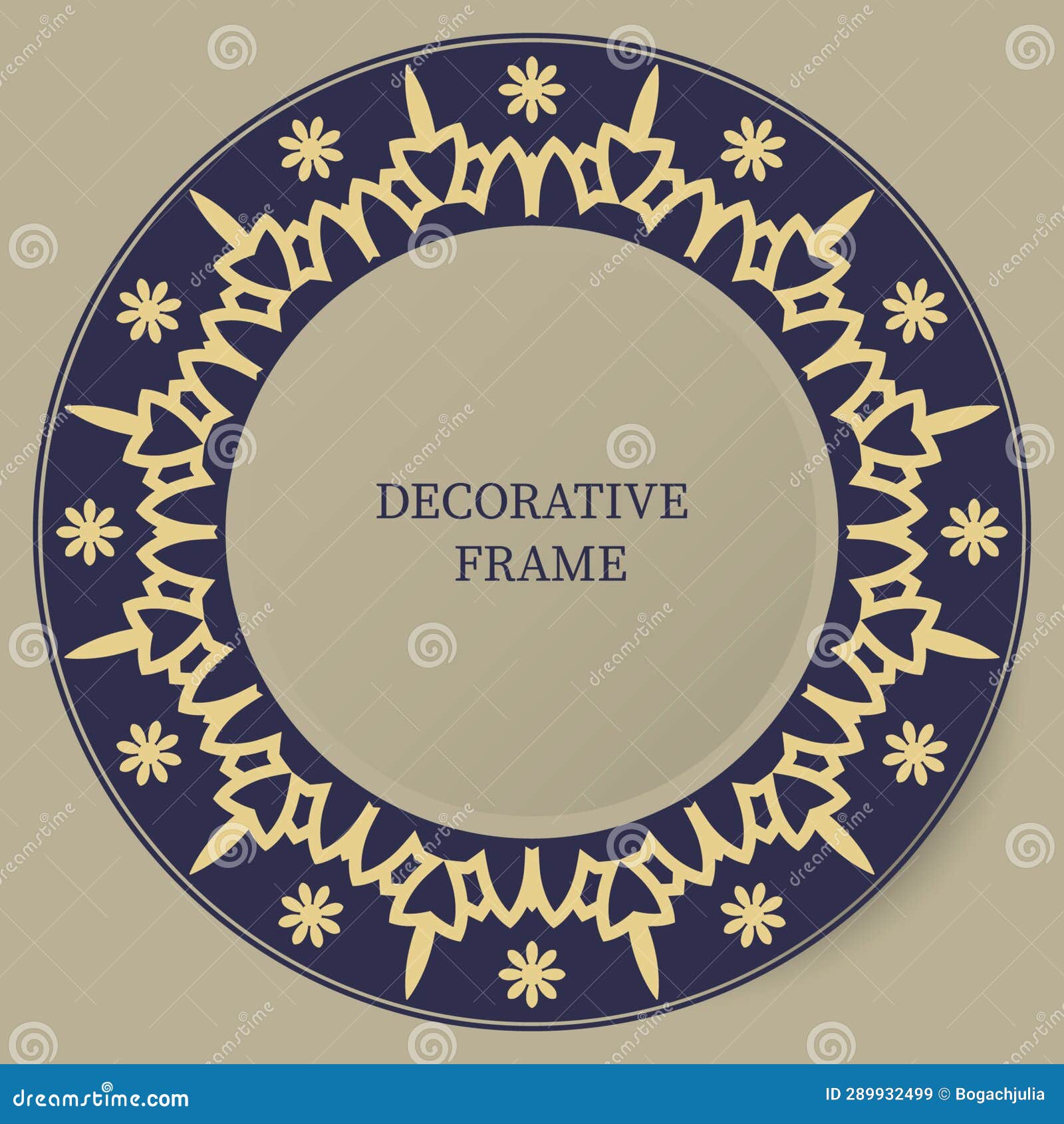 Circle Frame with Ornamental Pattern Stock Illustration - Illustration ...