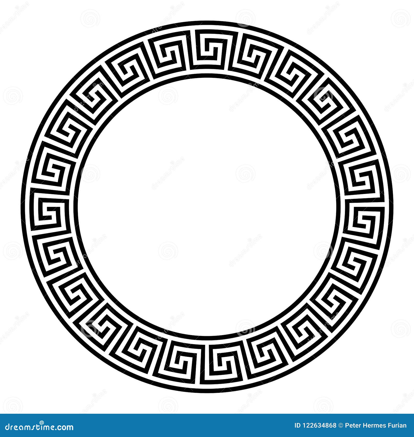 Circle Frame, Seamless Disconnected Meander Pattern Stock Vector ...