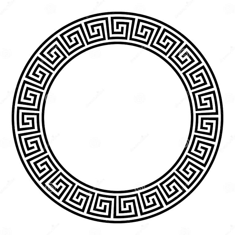 Circle Frame, Seamless Disconnected Meander Pattern Stock Vector ...