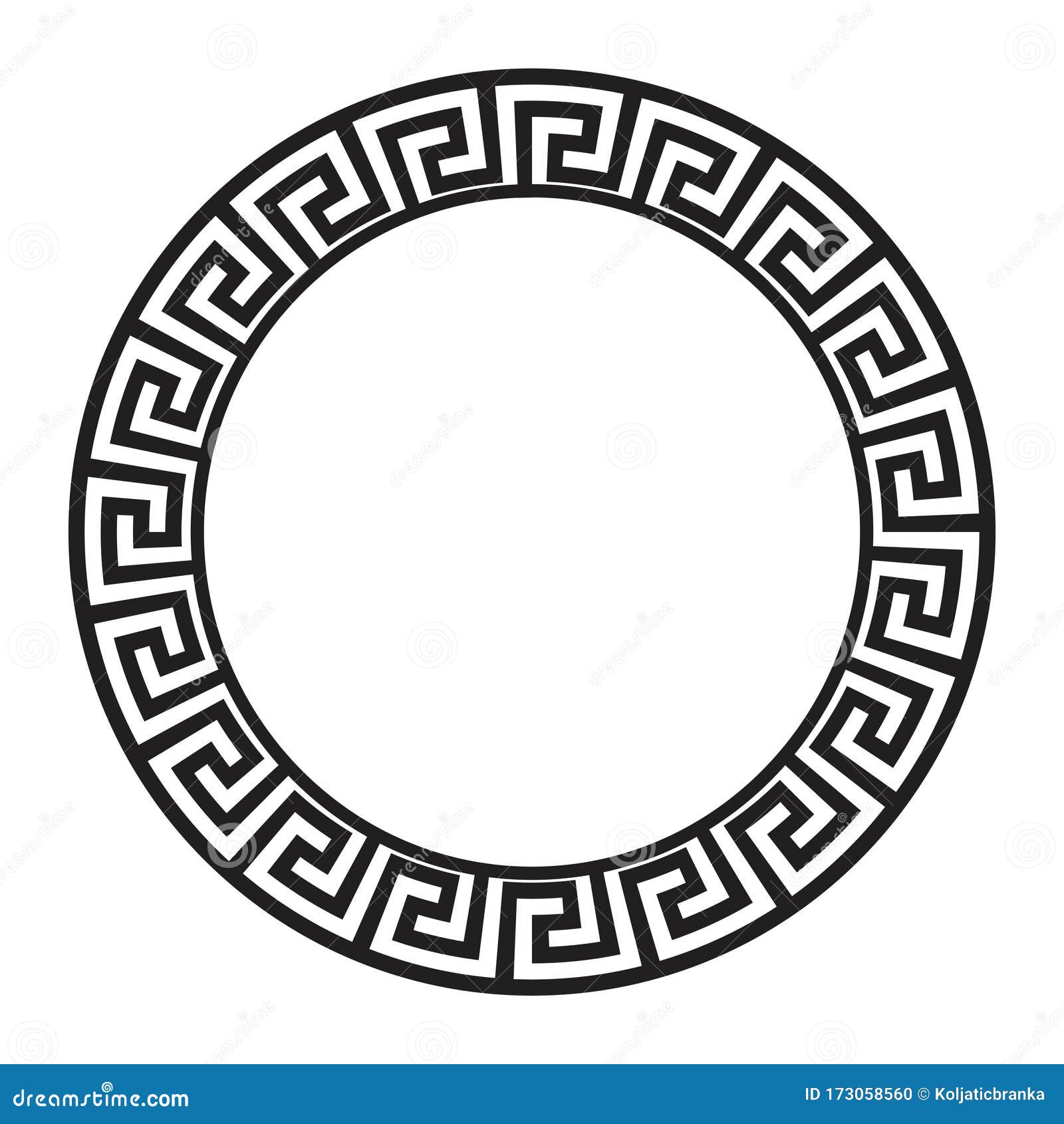 Circle Frame with Seamless Meander Pattern. Stock Vector - Illustration ...