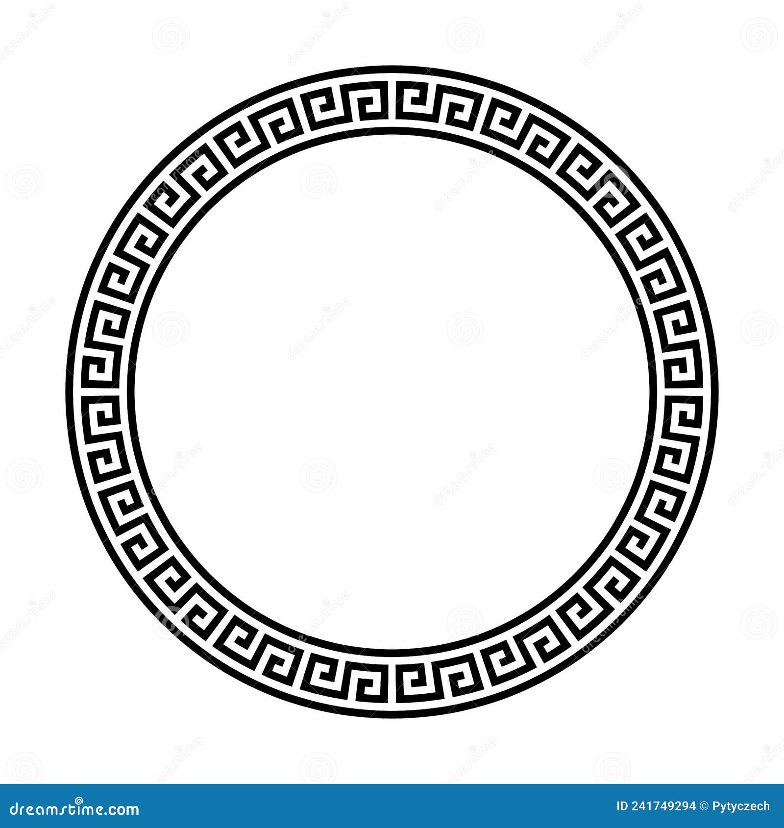 Circle Frame of Simple Greek Pattern Stock Vector - Illustration of ...