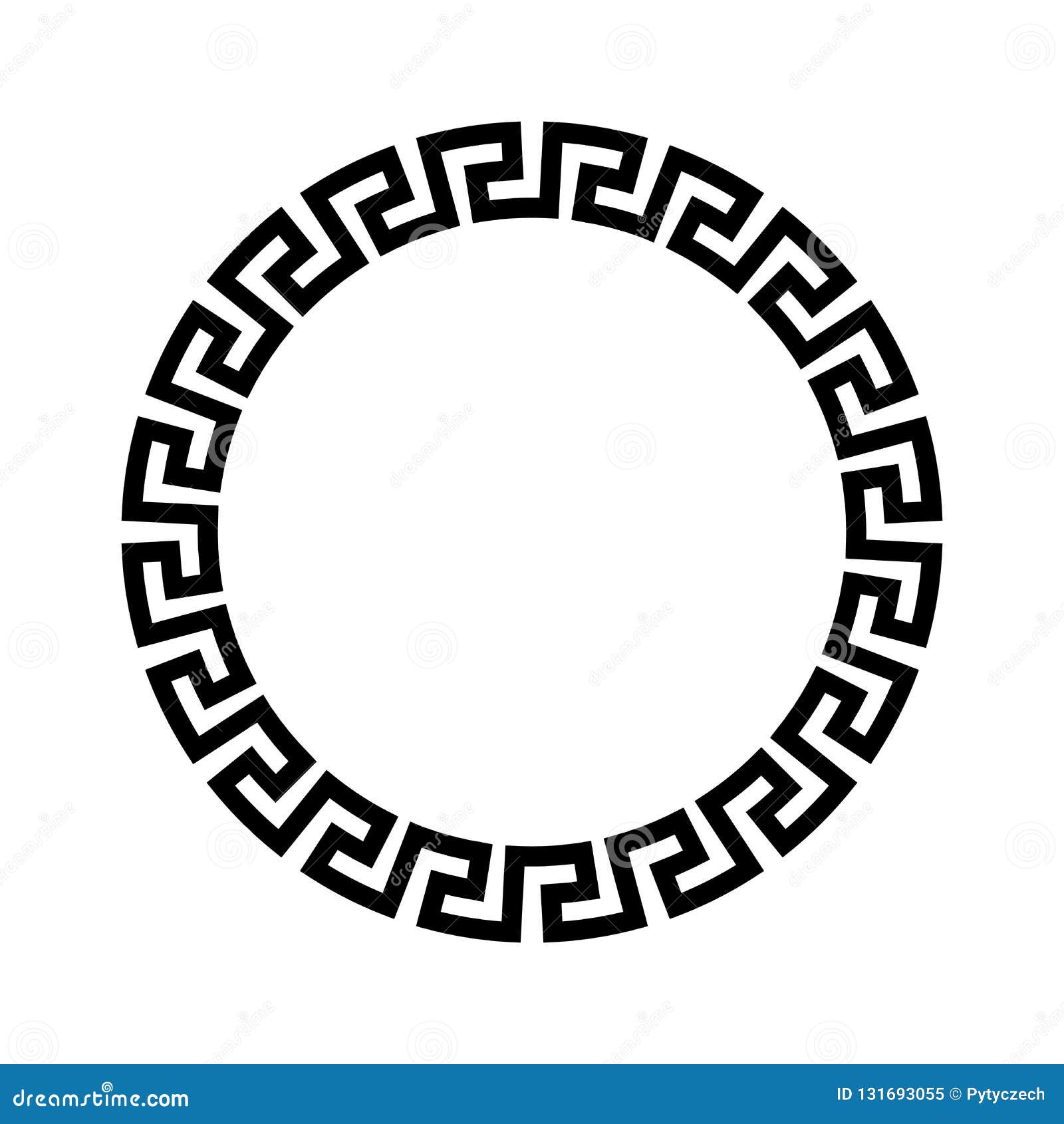 Circle Frame of Simple Greek Pattern. Black Vector Illustration Stock ...