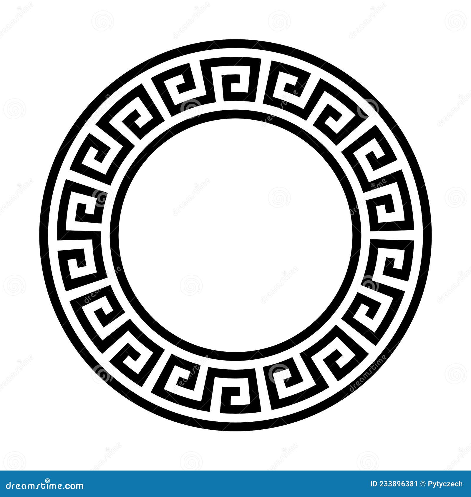 Circle Frame of Simple Greek Pattern Stock Vector - Illustration of ...