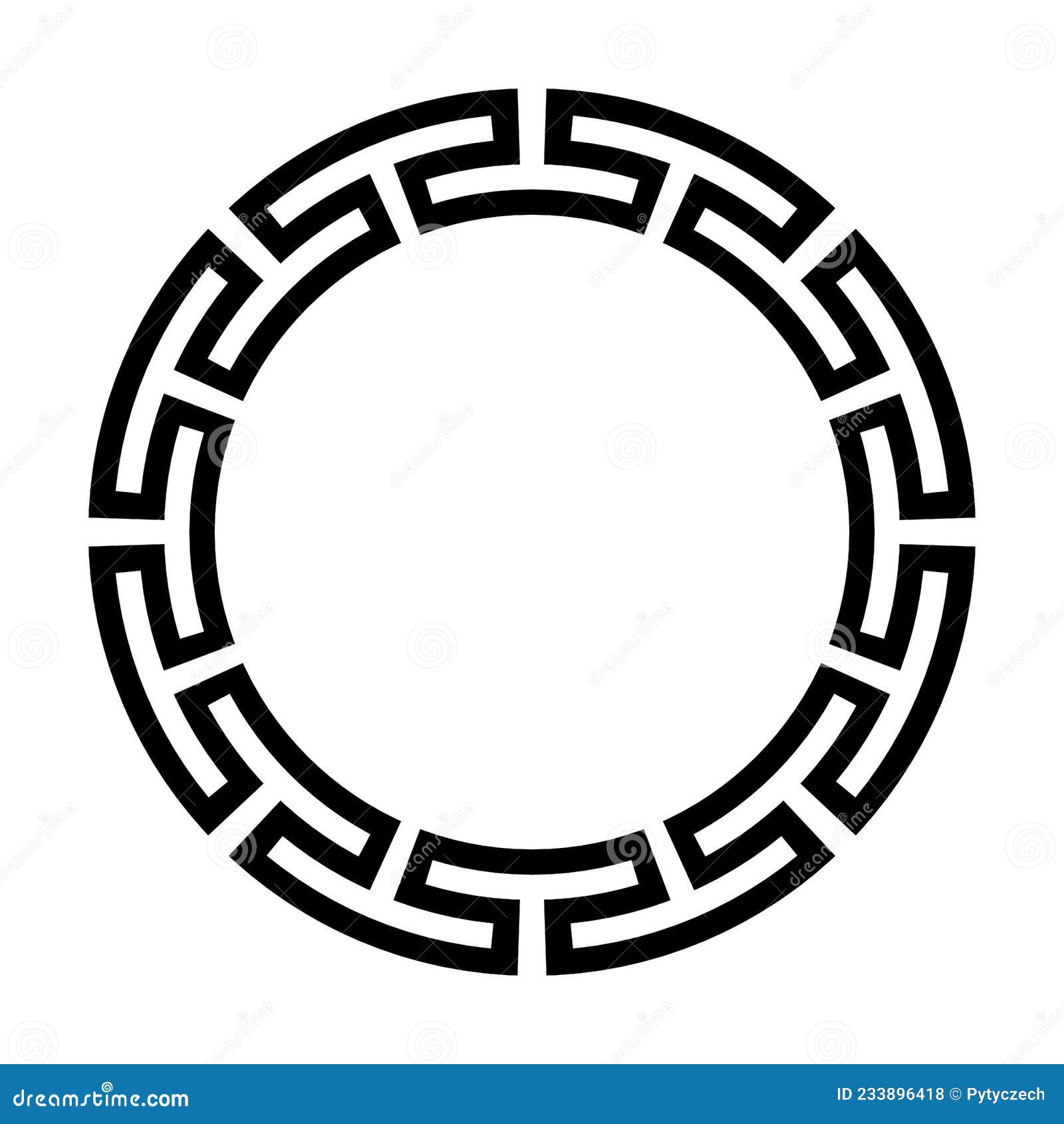 Circle Frame of Simple Greek Pattern Stock Vector - Illustration of ...