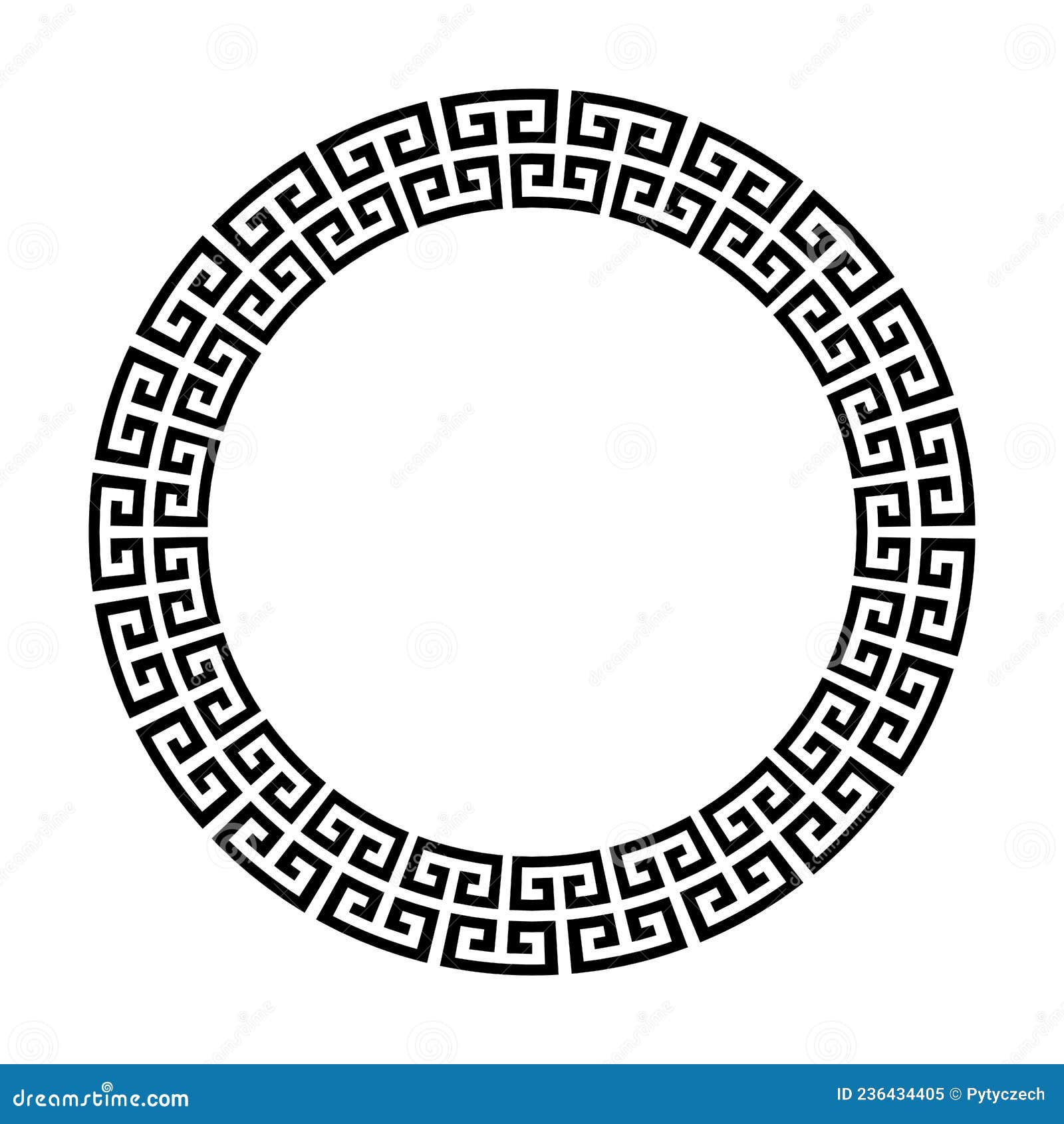 Circle Frame of Simple Greek Pattern Stock Vector - Illustration of ...