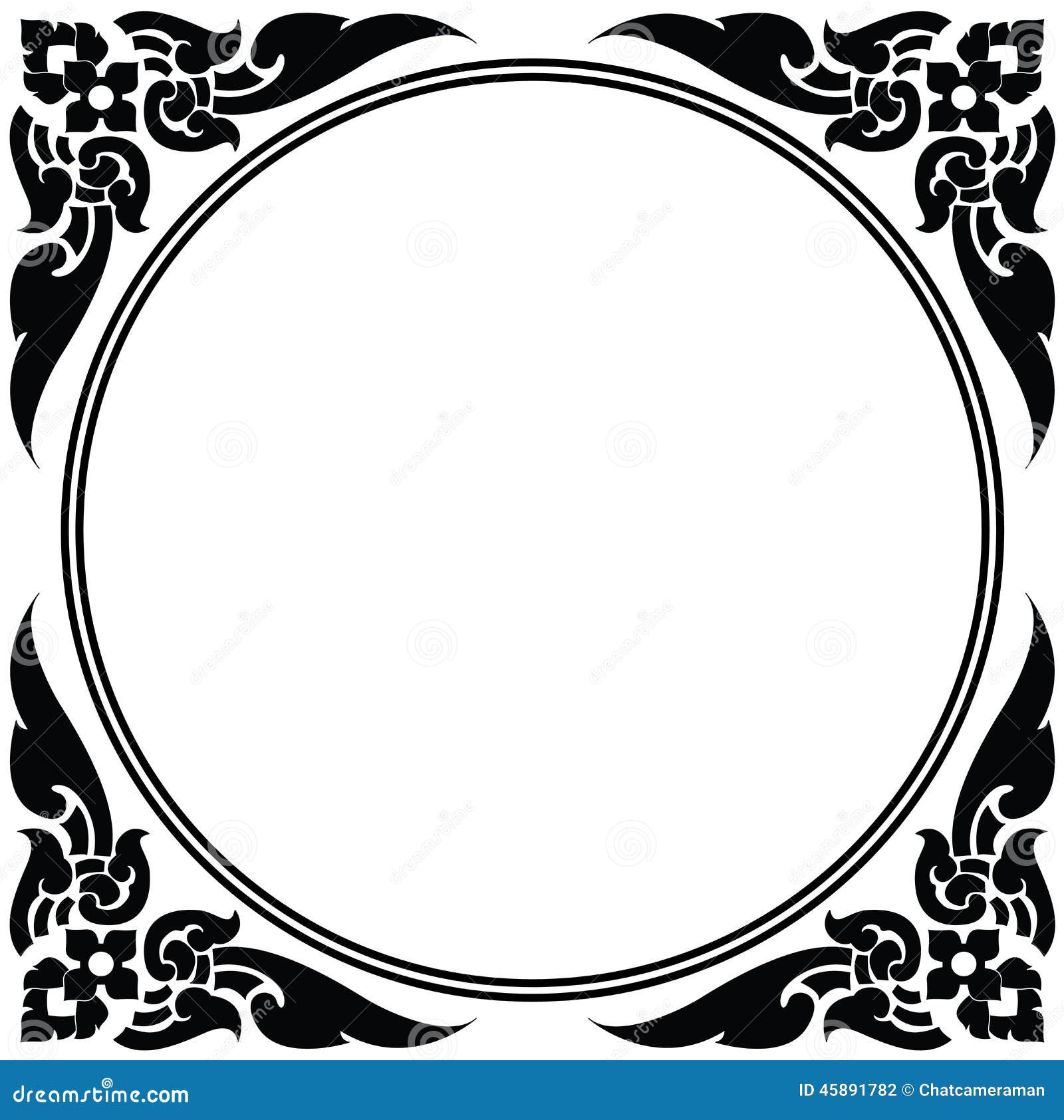 Circle Frame of Thai Pattern Stock Vector - Illustration of black ...