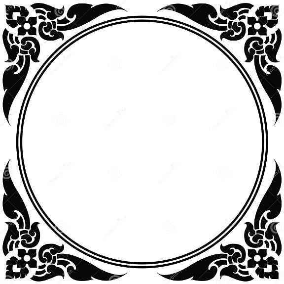 Circle Frame of Thai Pattern Stock Vector - Illustration of black ...