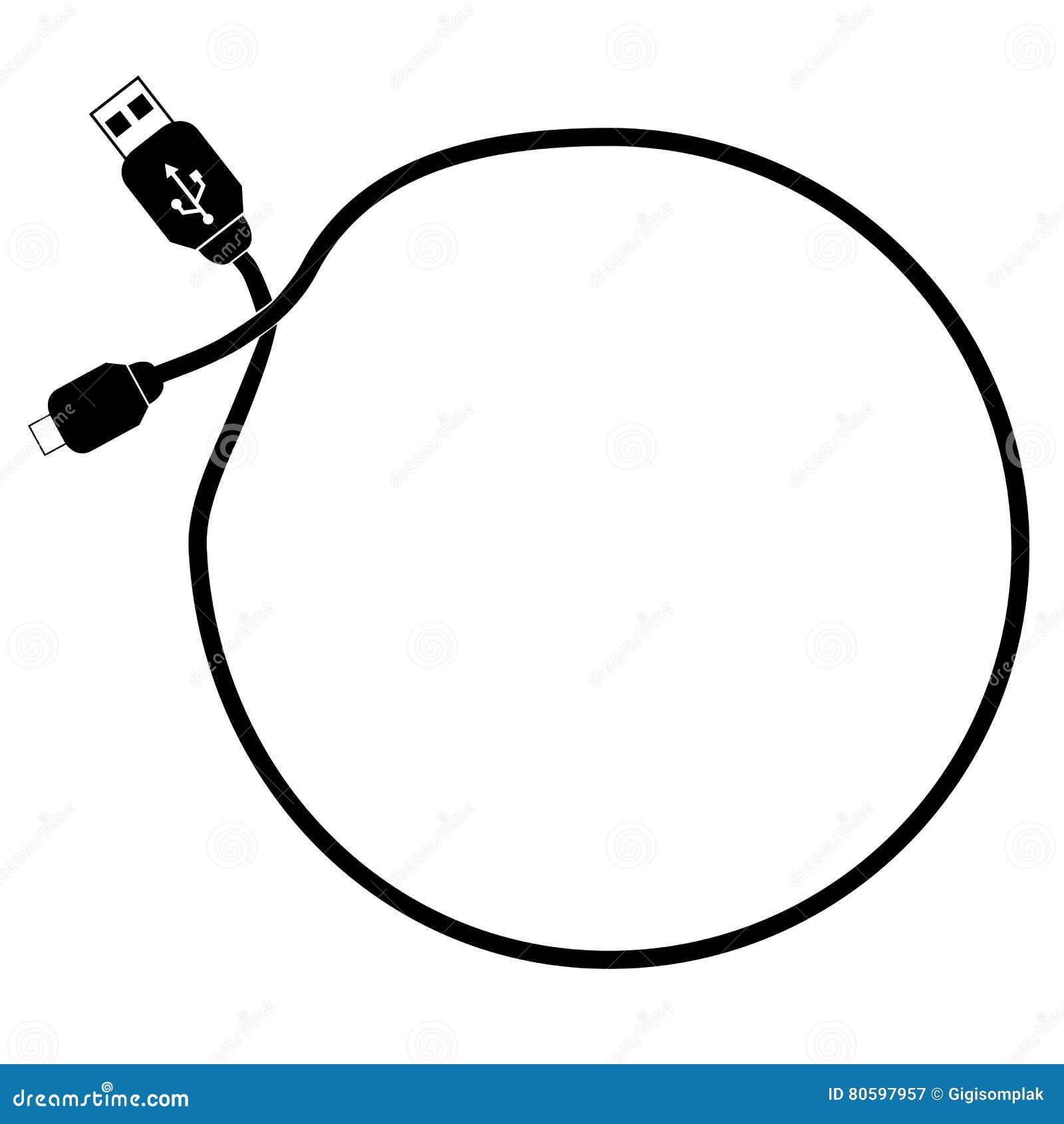 Circle Frame - USB Cable at at White Background Stock Vector ...