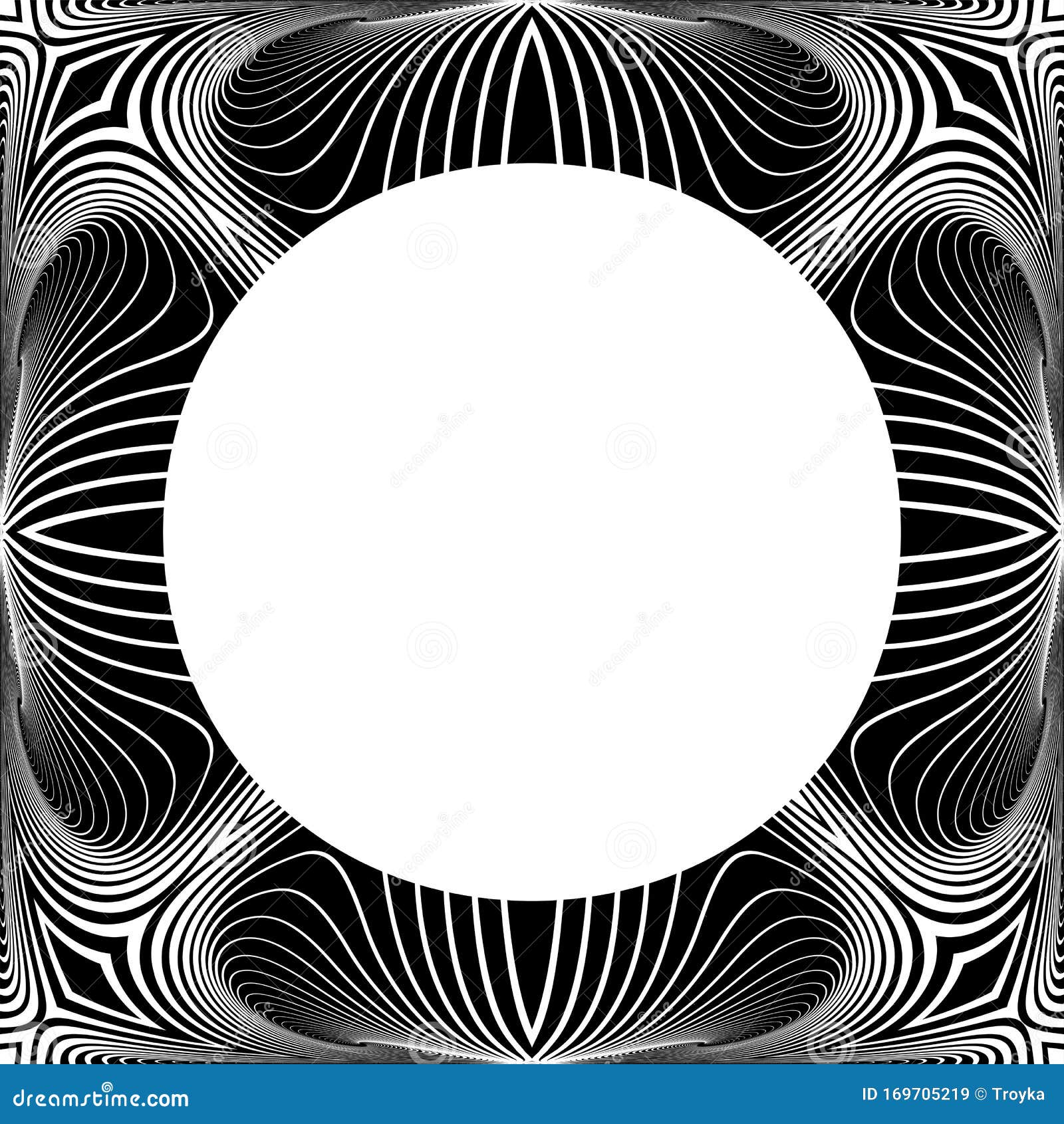 Circle Frame. Wavy Lines Pattern Stock Vector - Illustration of round ...
