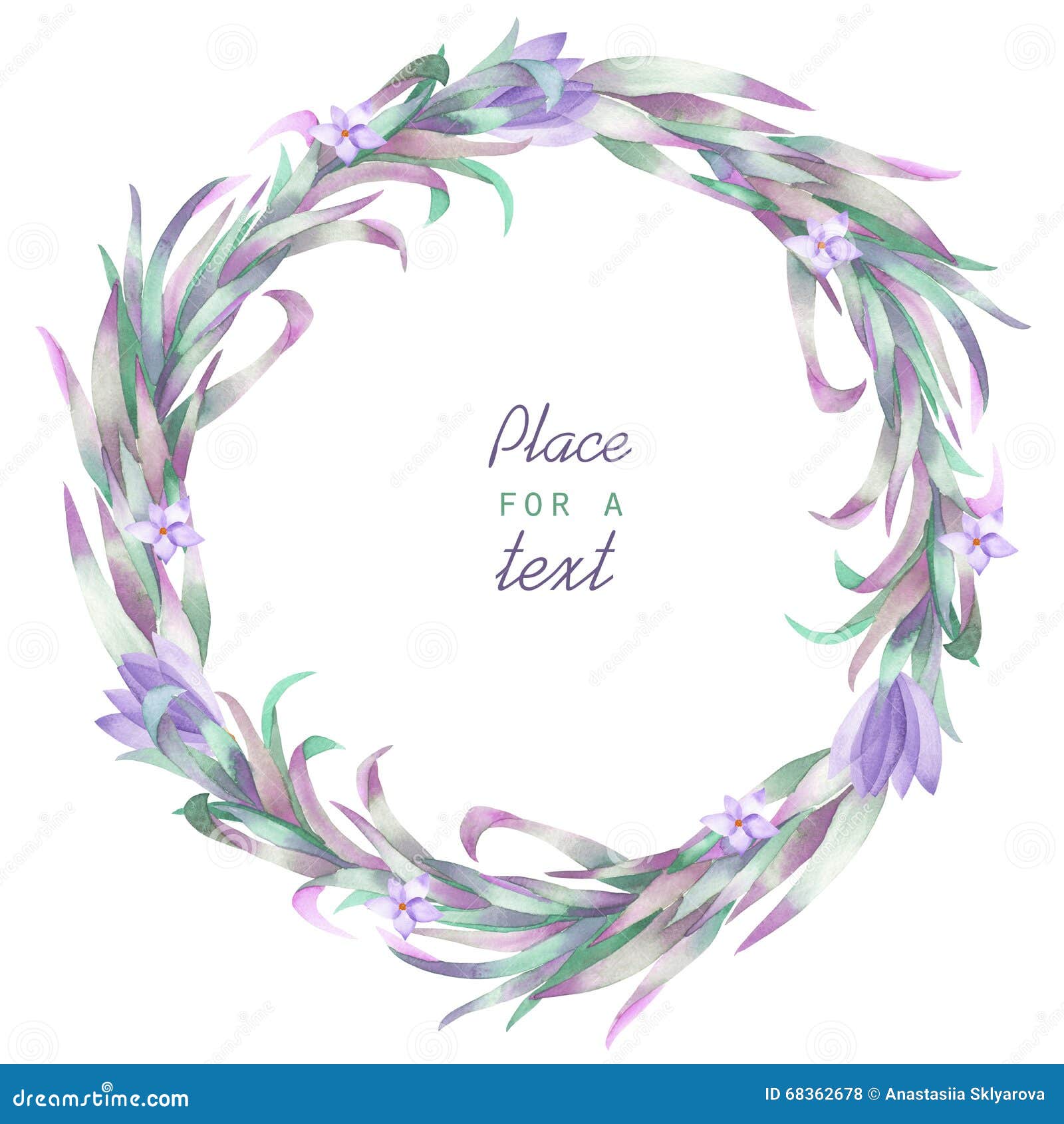 A Circle Frame, Wreath, Frame Border with the Watercolor Crocus Flowers ...