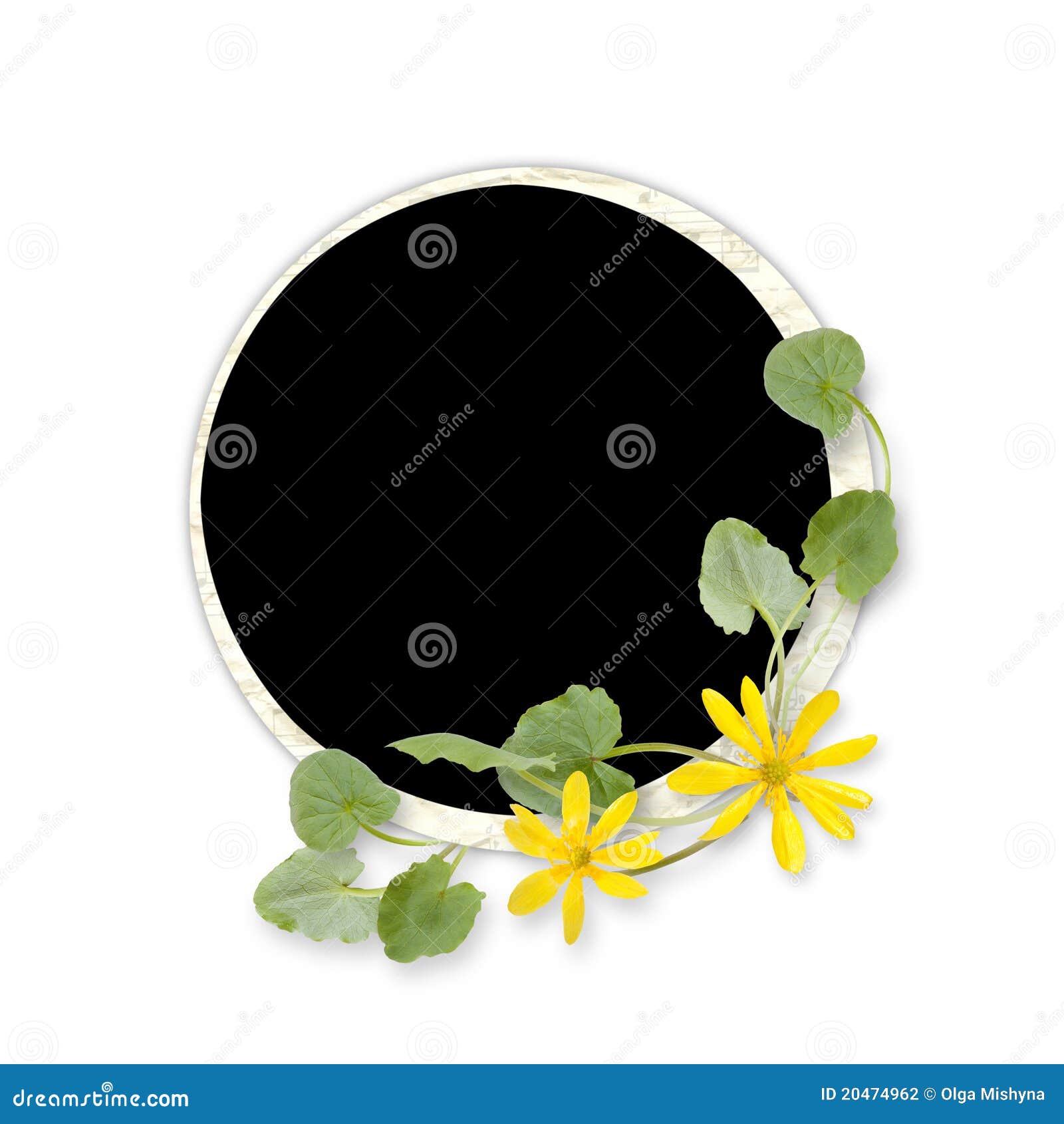 Circle Frame with Yellow Flowers Stock Photo - Image of decoration ...