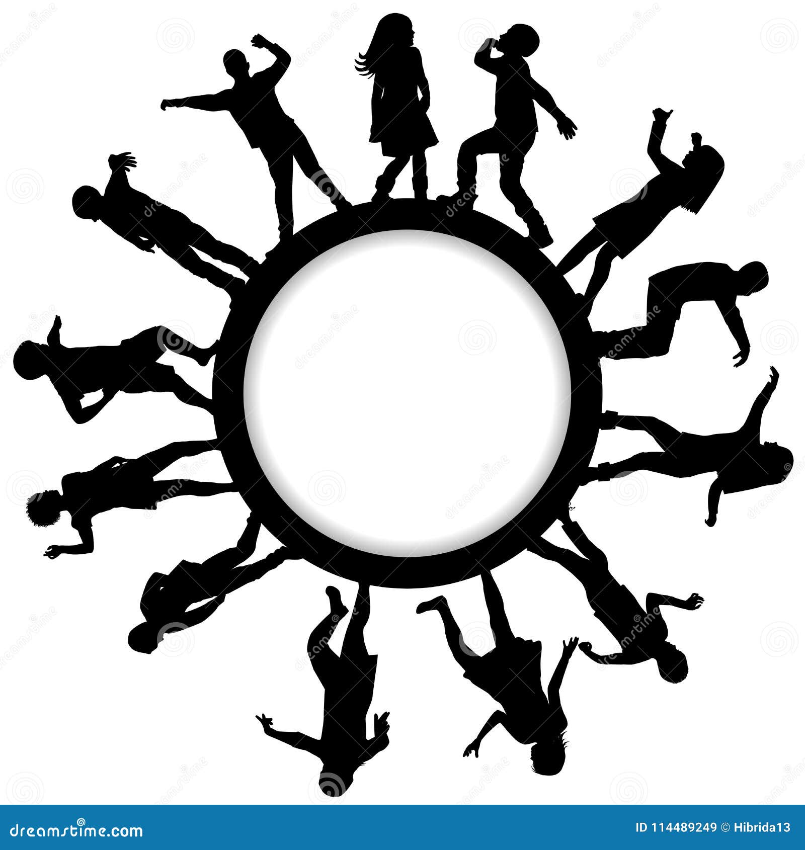 Circle Frames with Children Silhouettes Dancing Stock Vector ...