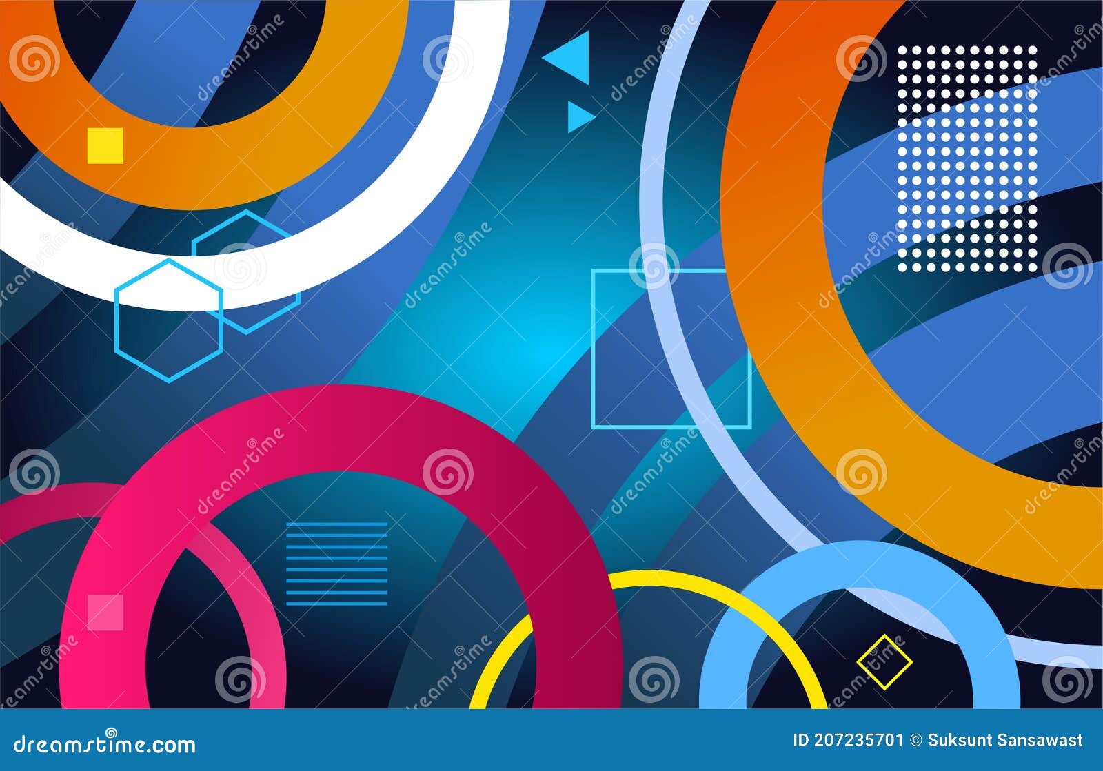 Circle Geometric Colorful Vector on Blue Background.. Stock Vector ...