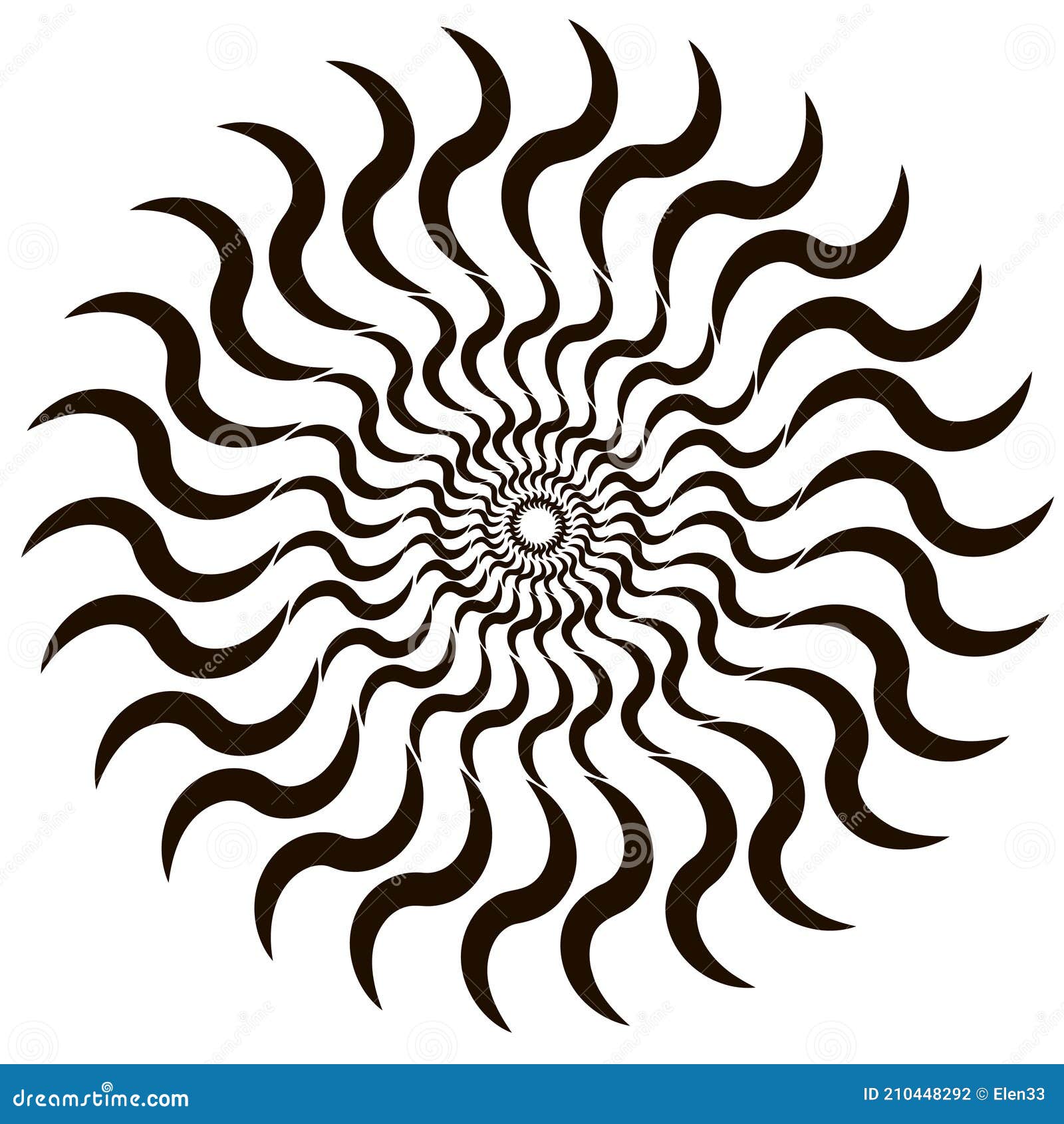Circle Geometric. Spiral, Vortex, Swirl Zig Zag Shape Stock Vector - Illustration of monochrome ...