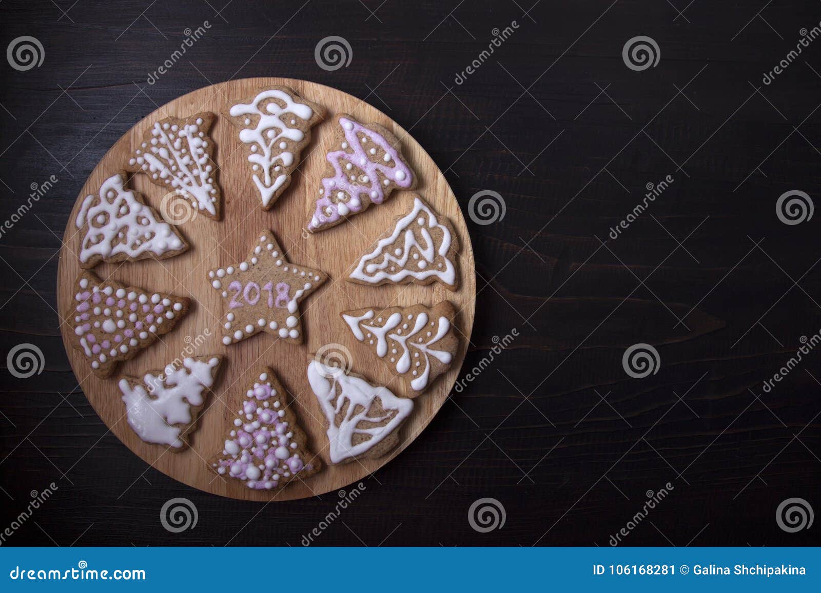 Circle with Ginger Biscuits in the Form of Fir Trees Stock Image ...